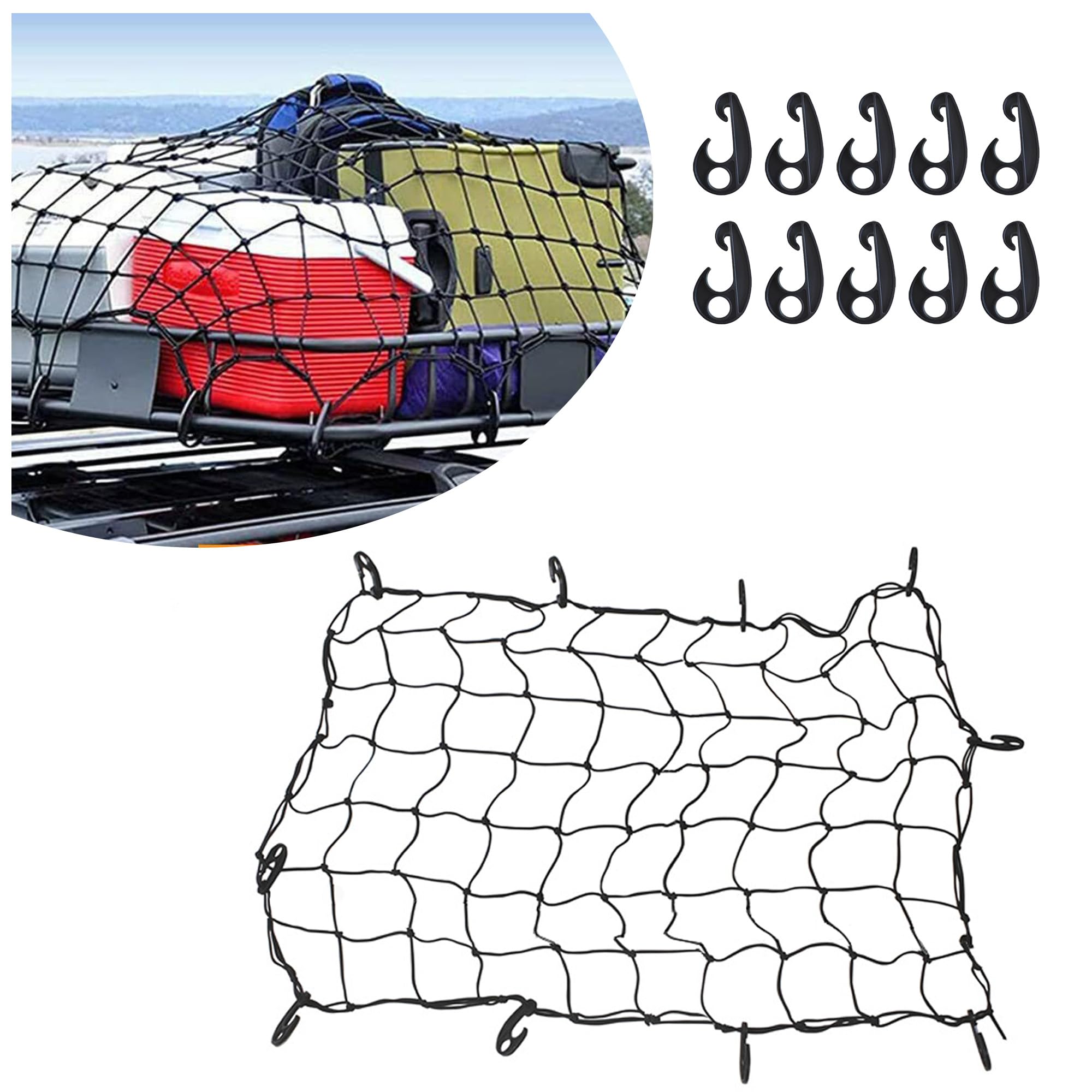 Amazon.com: Car Cargo Net - 47 x 31.5 Large Capacity Elastic Truck Bed ...