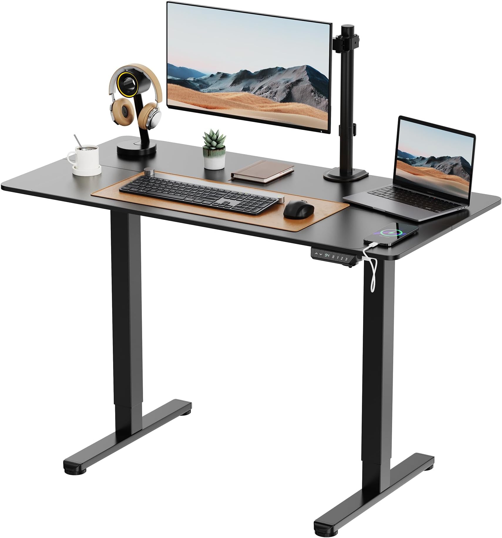 VonHaus Electric Standing Desk, Height Adjustable Sit Stand Desk w/Anti ...