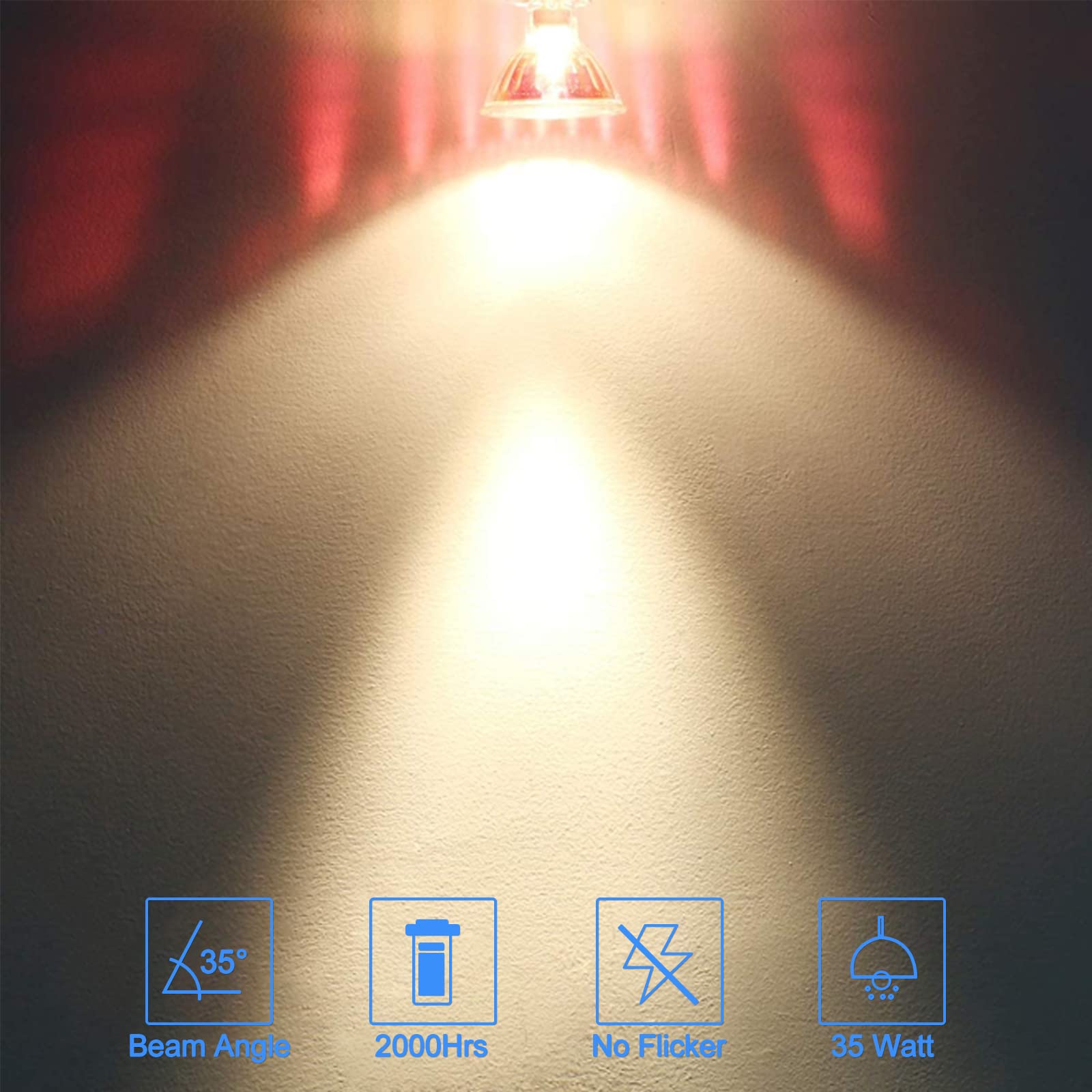 ETUOLMP MR16 Halogen Bulbs 12V 35W, Durable 6 Packs High Output Halogen ...