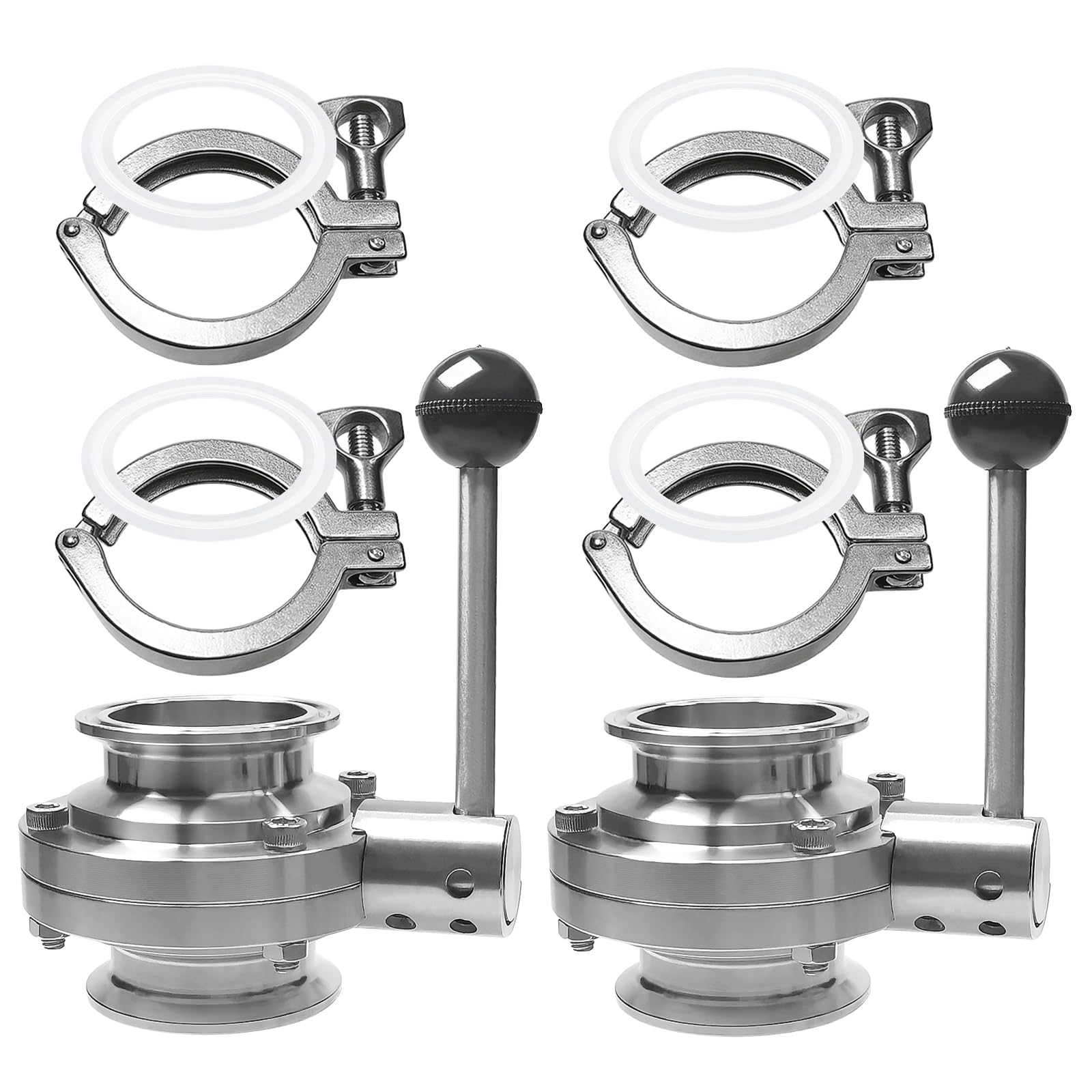 RIXIGOOD 2 Inch Tri-Clamp Butterfly Valves 51mm with Pull Handle 2" Tri ...