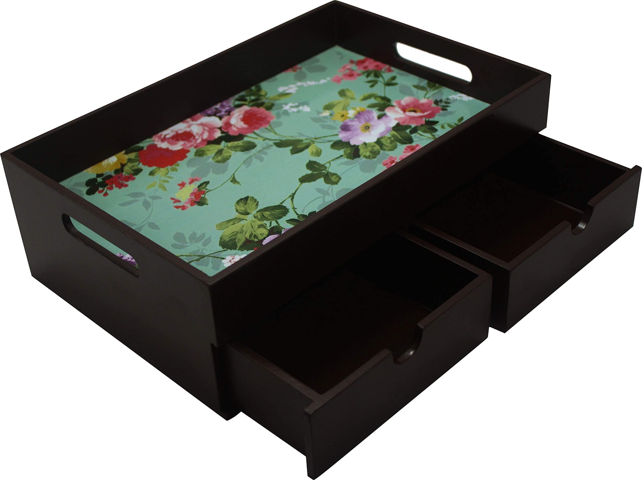 wooden tea Box and Tray - Serving Tray with Storage for Tea Bags with ...