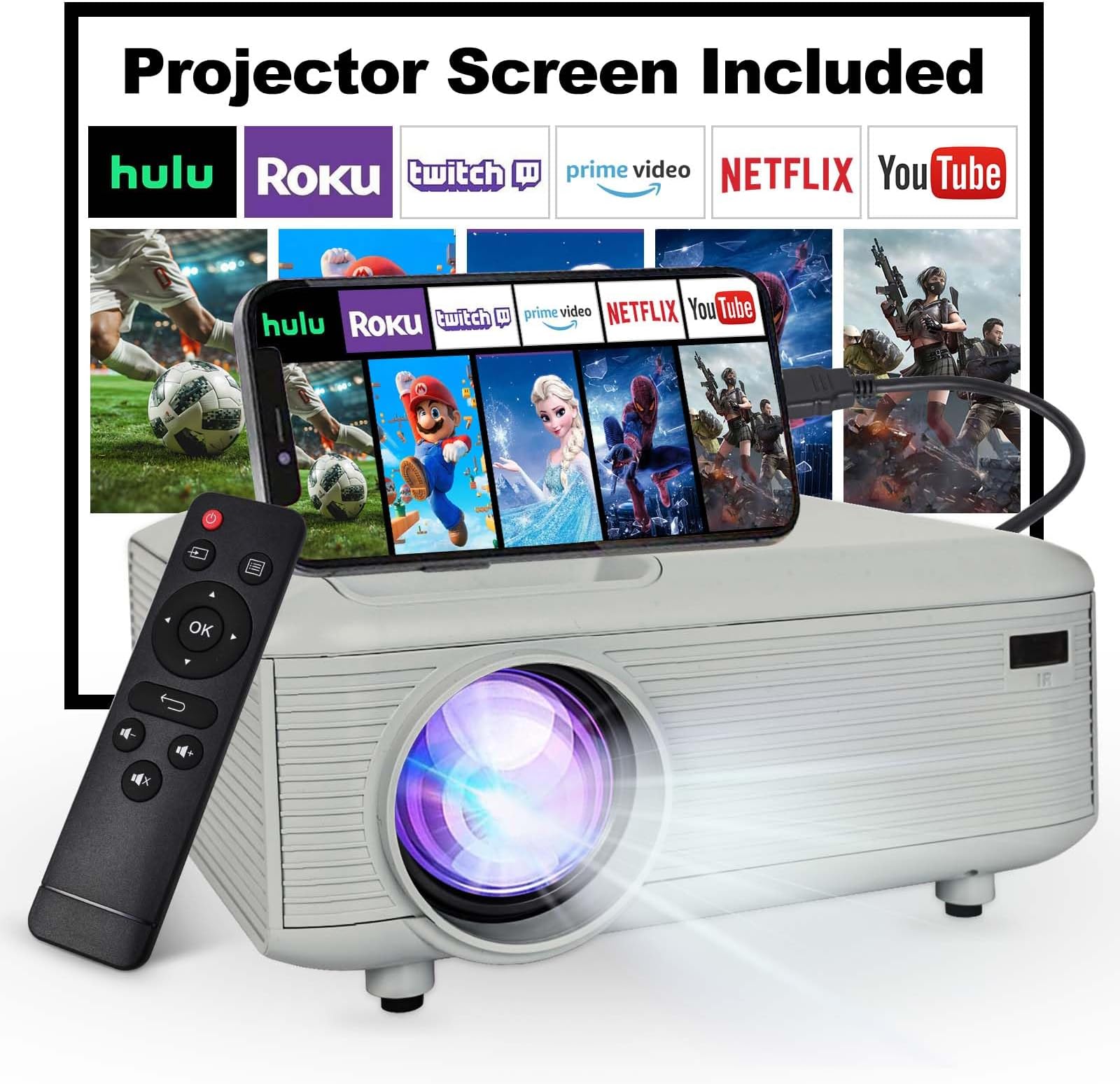 Amazon.com: Mini Projector, Magcubic Native 1080P Wired Bluetooth ...