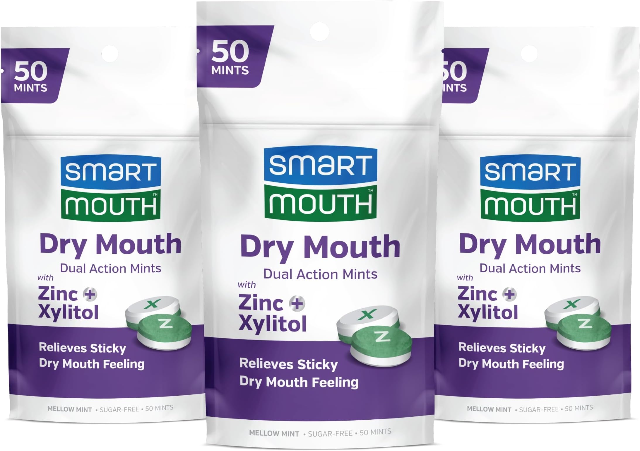 Amazon.com : SmartMouth Dry Mouth Dual-Action Mints - Sugar-Free Breath ...