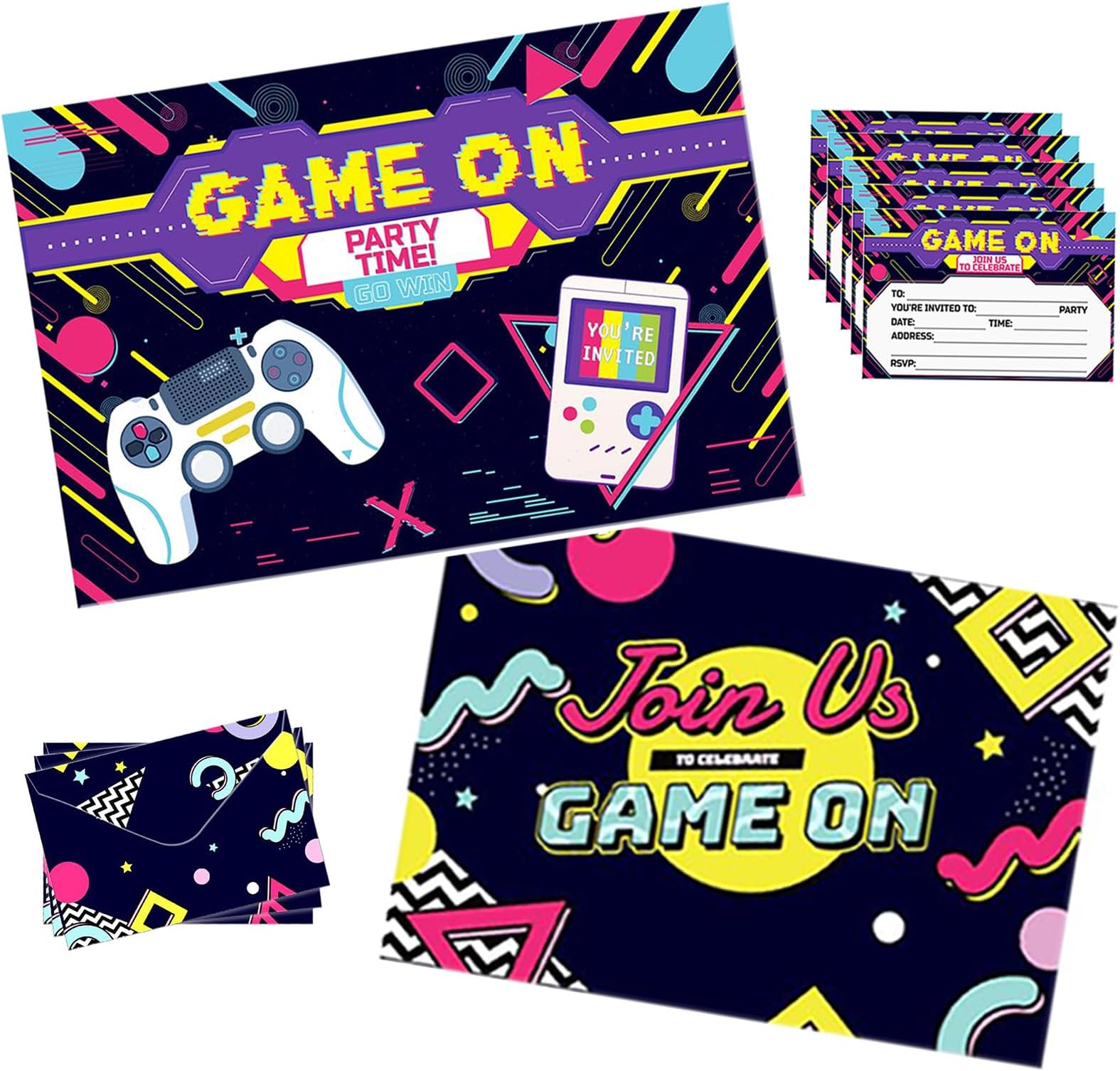 Amazon.com : QZCYU Video Game Invitations with Envelopes for Kids Boys ...