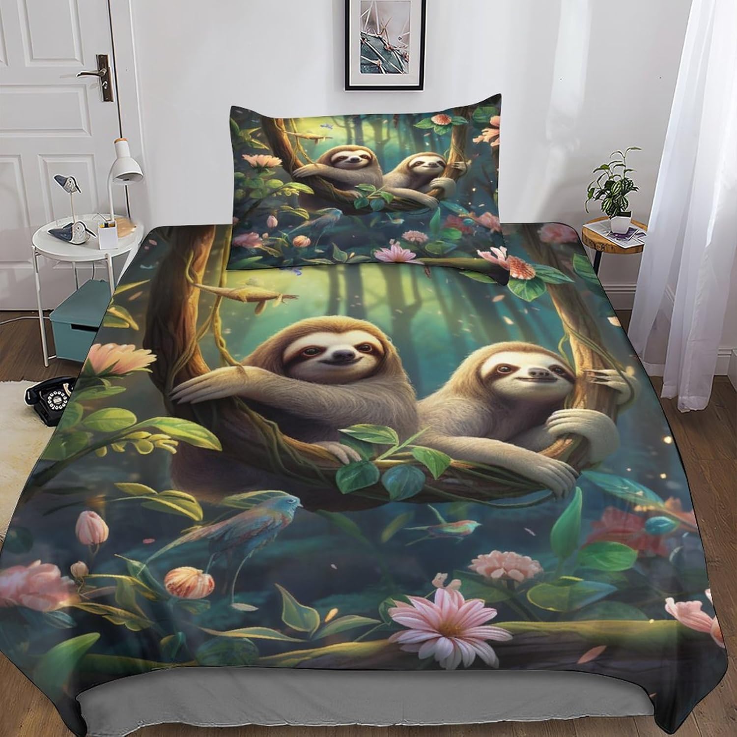 BBOSCH Sloth Bed Linen Cute Animal 3D Print Duvet Cover 3-Piece Soft ...