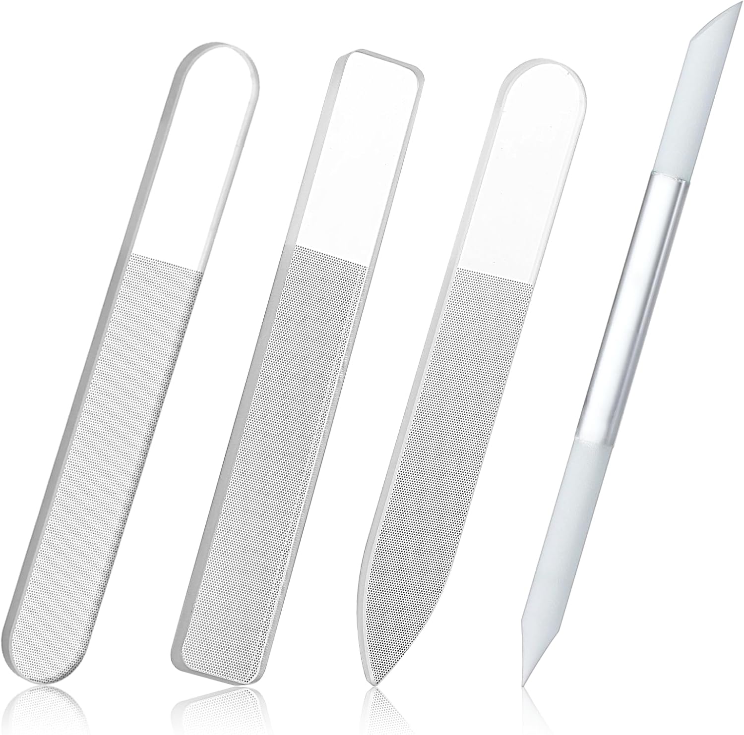 4PCS Glass Nail File Set, Women Crystal Fingernail Buffers Long Double ...