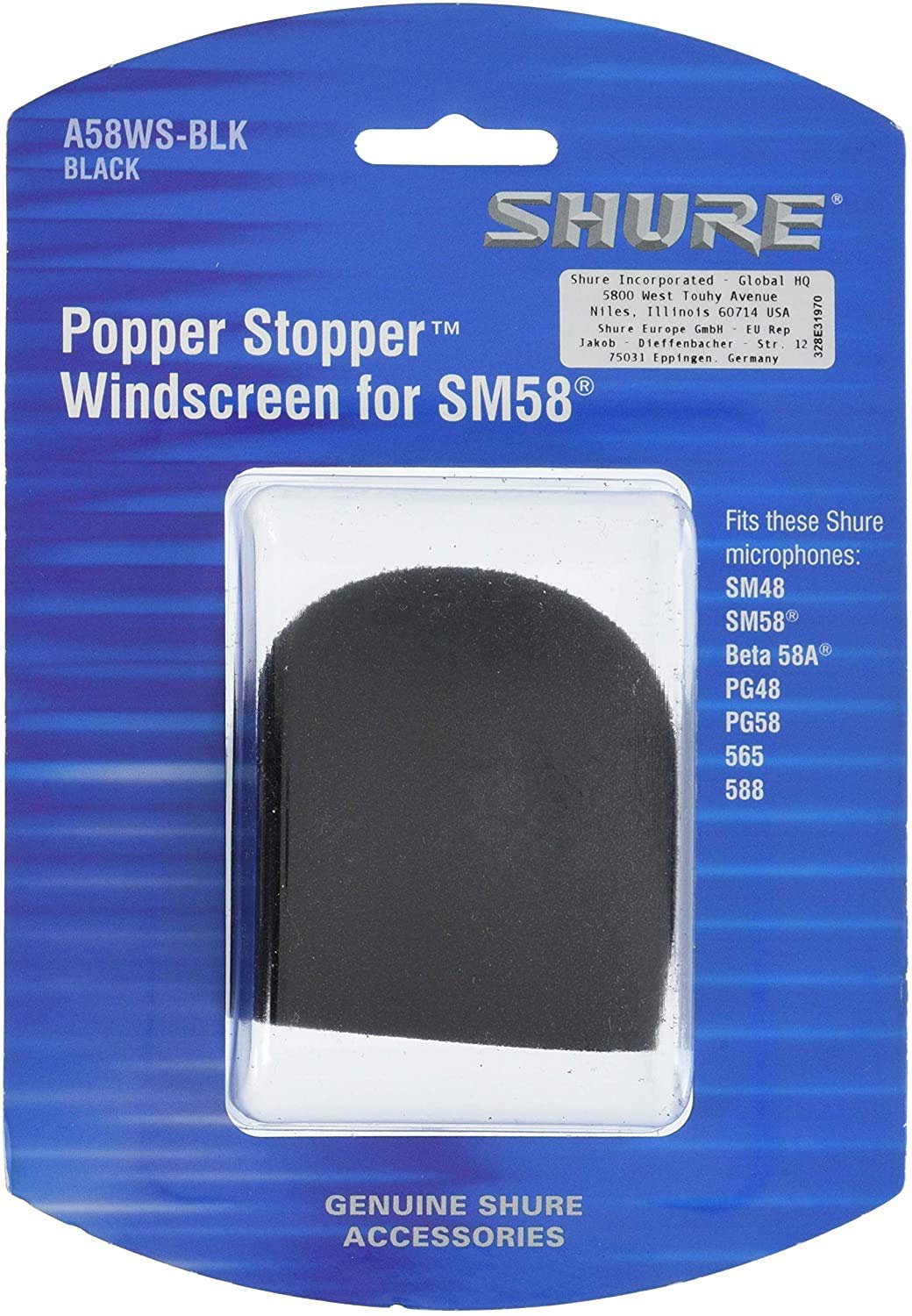 Shure A58WS-BLK Foam Windscreen for All Shure Ball Type Microphones ...
