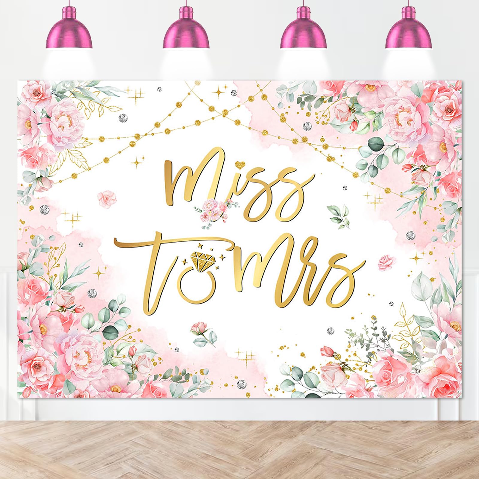 Amazon.com : Avezano 7x5ft Miss to Mrs Backdrop Pink Floral Bridal ...