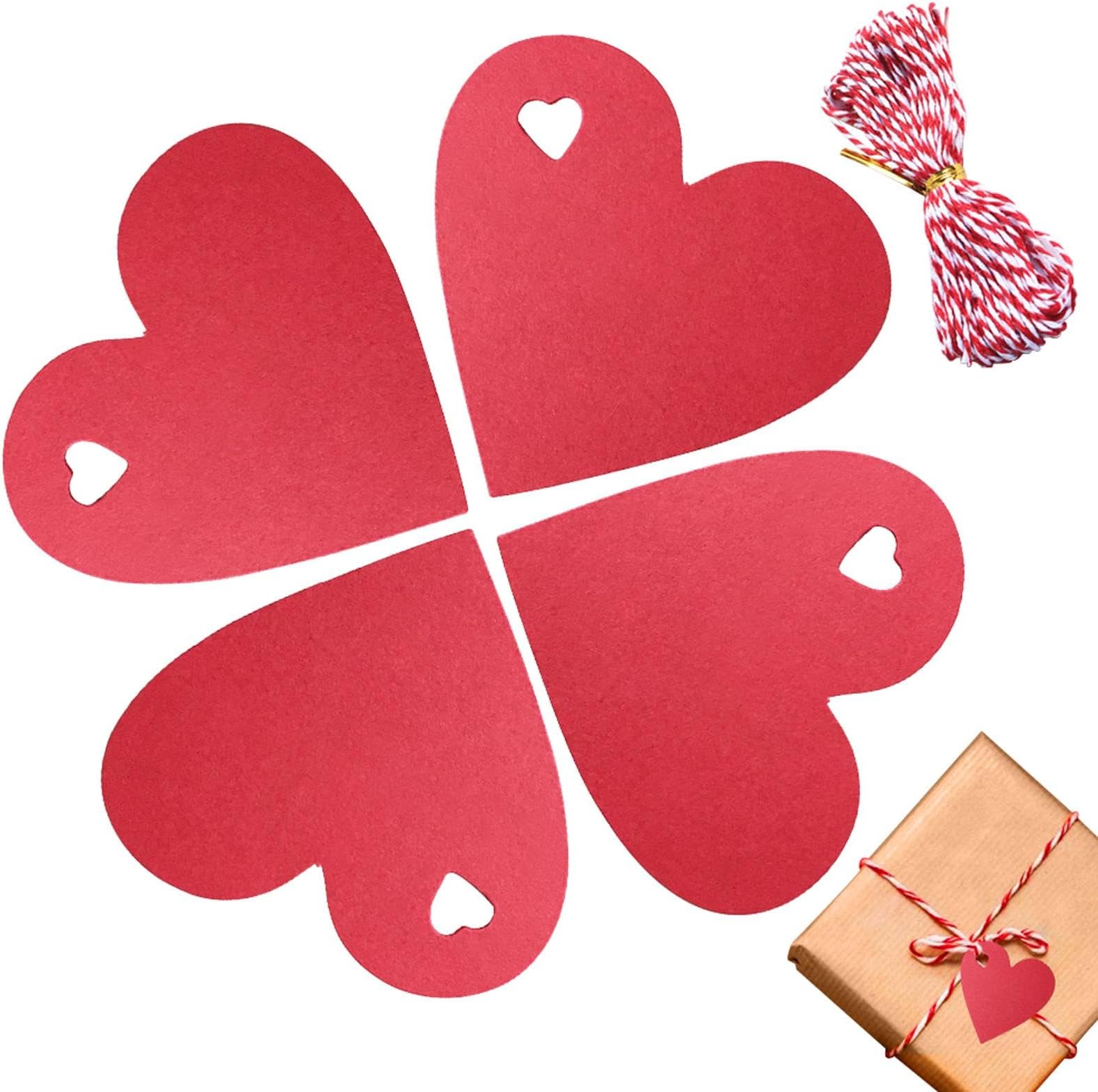 100Pcs Red Heart Kraft Paper,Kraft Paper Gift Tags,Heart Shaped Paper ...