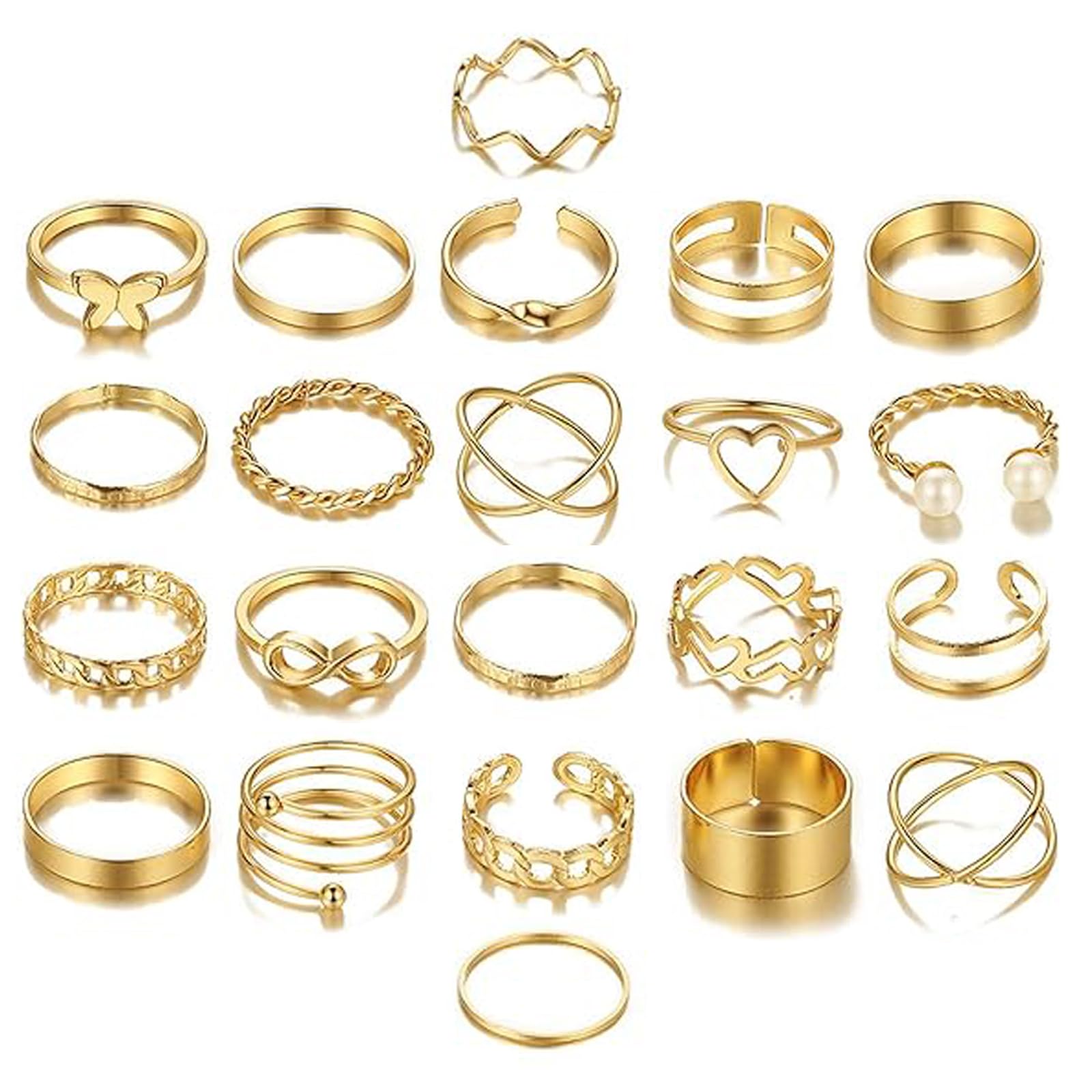22 PCS Vintage Gold Knuckle Rings Set Adjustable Rings for Women Snake ...