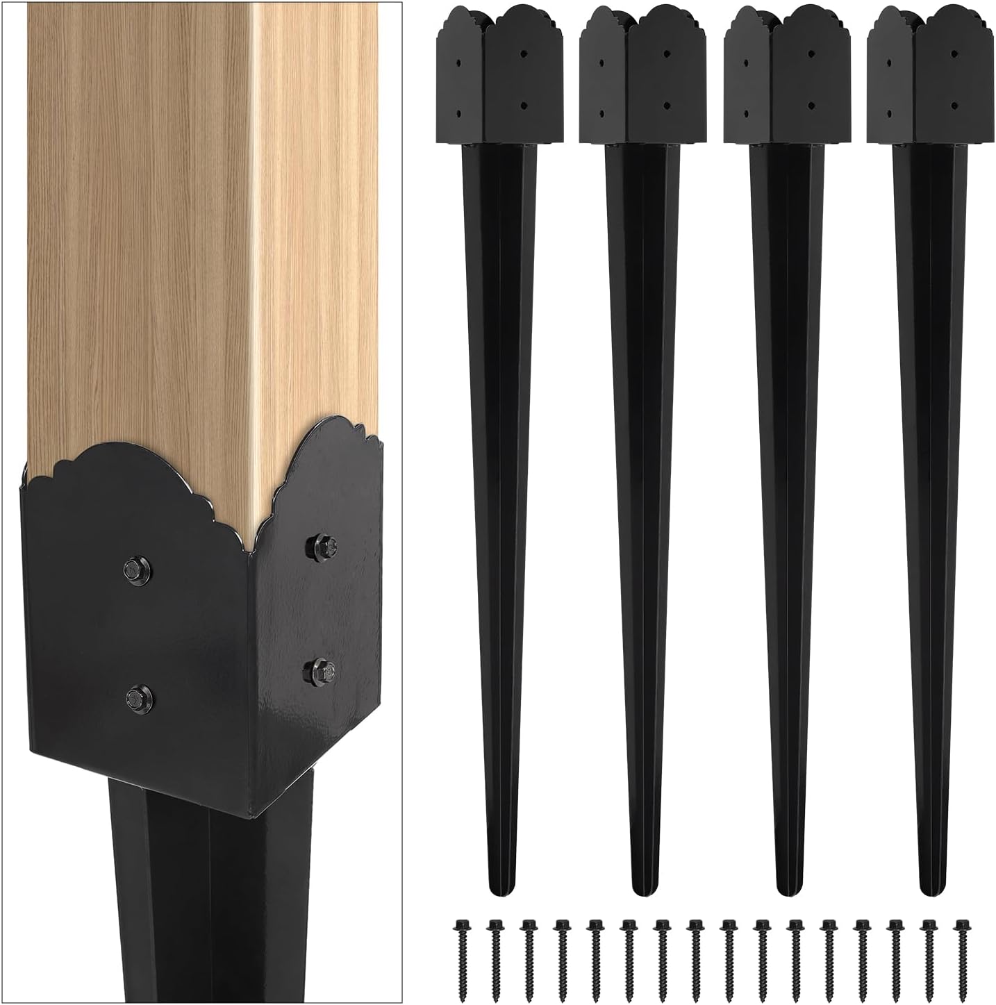 Amazon.com: Fence Post Anchor 4''x4'', Heavy Duty Metal Fence Post ...