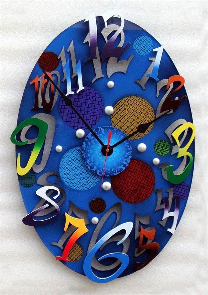Amazon.com: David Scherer Modern Hand Crafted Oval Wall Clock : Home ...