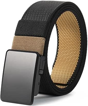 KMJI Reversible 2 Color Double Sided Canvas Rotating Buckle Belt Black ...