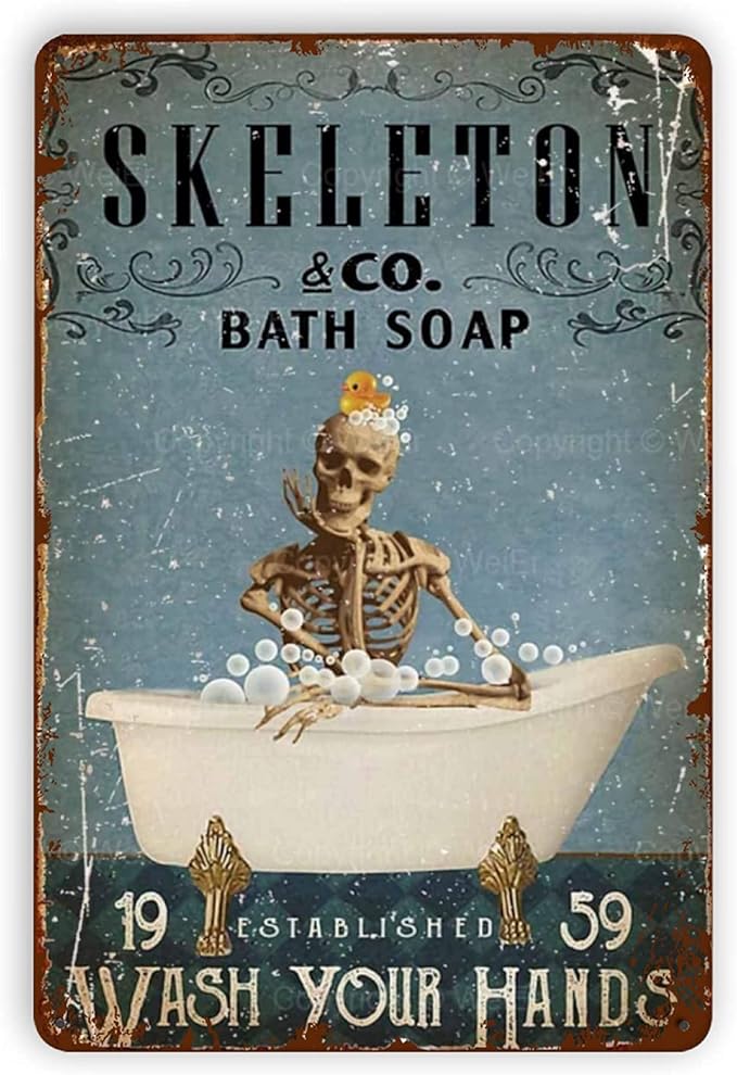 Amazon.com: Tin Sign Vintage Skeleton Metal Tin Signs, Generic Brands ...