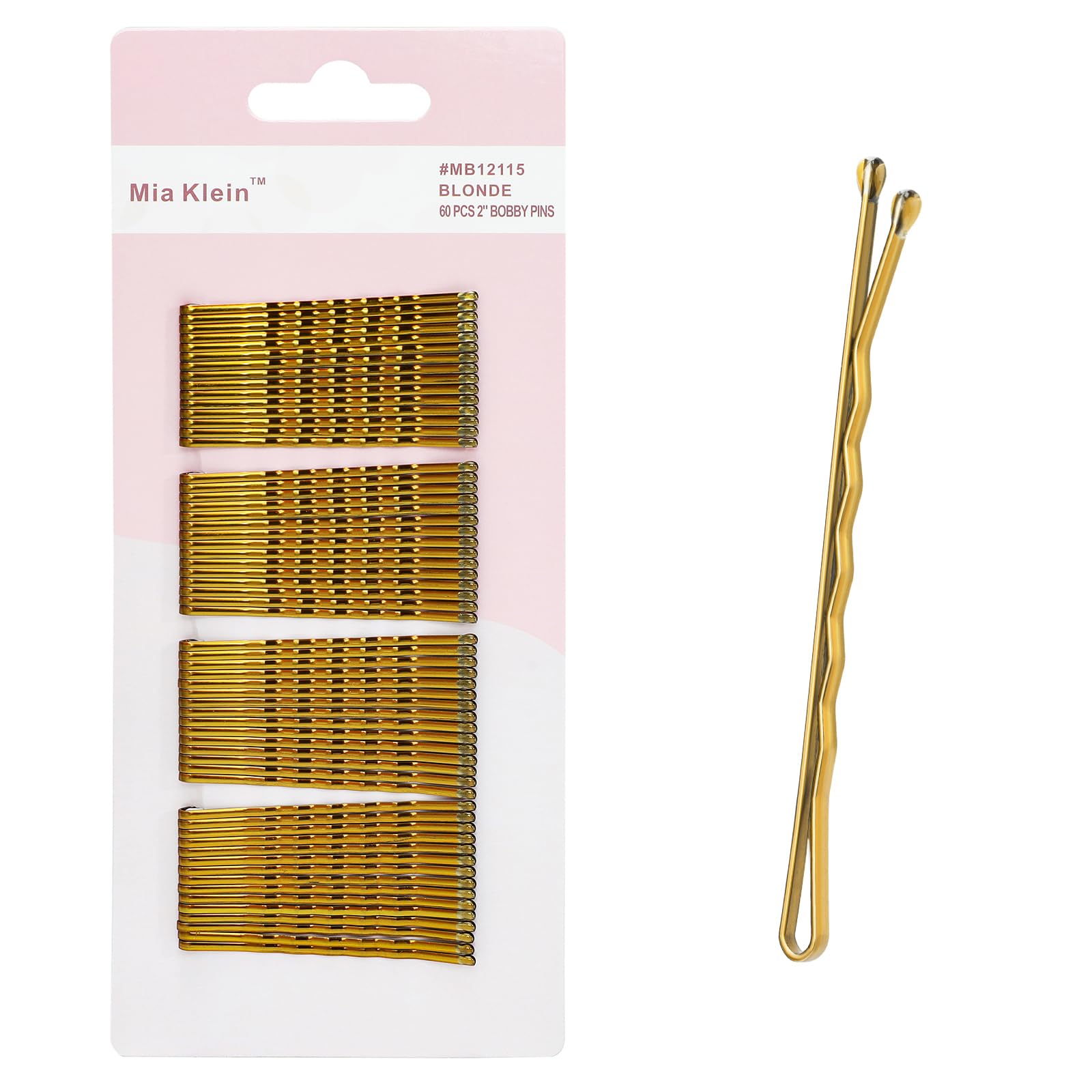Amazon.com : Mia Klein Bobby Pins, Hair Pins 2 Inch 60PCS Crimped Hair ...