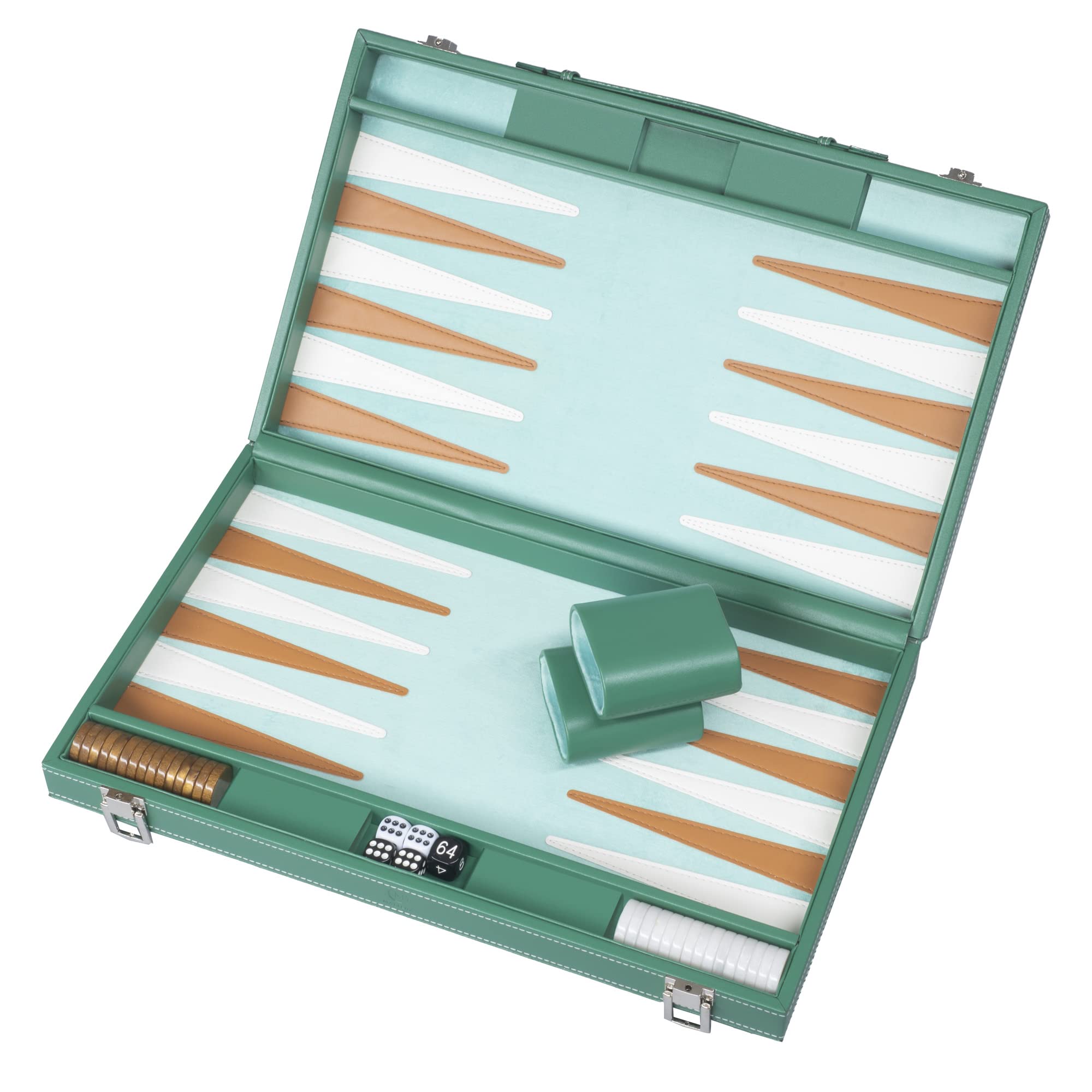 Mattera 15 inch Backgammon Set - Modern Green Board Game - Wood and ...