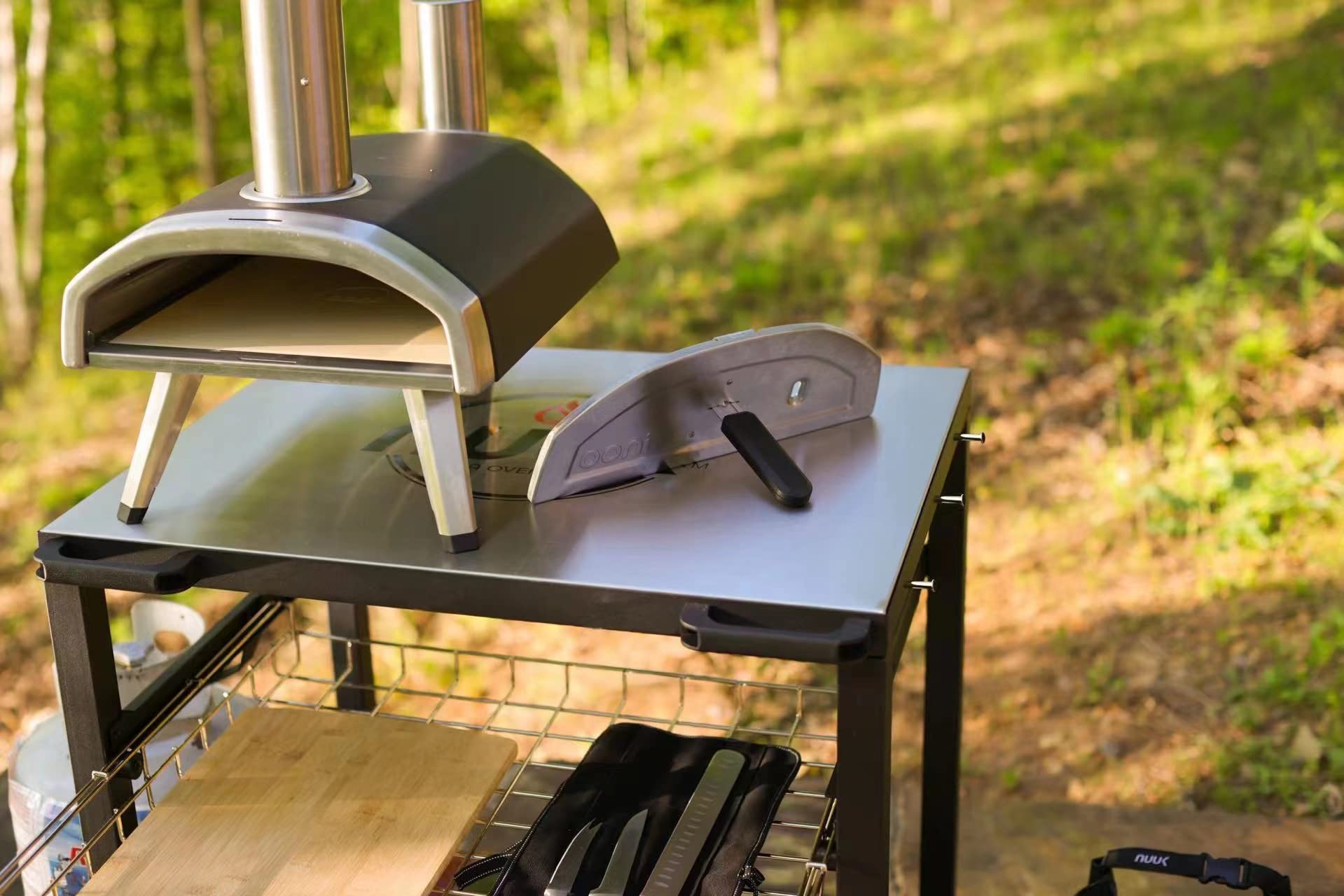 NUUK Double-Shelf Movable Outdoor Pizza Oven Table, 24" x 30" Stainless ...