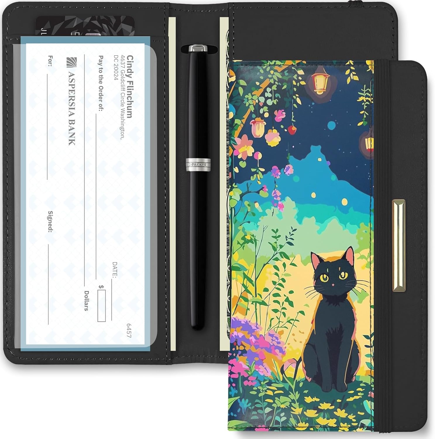 Amazon.com: Kakurookie Printed Checkbook Cover, RFID Blocking Checkbook ...