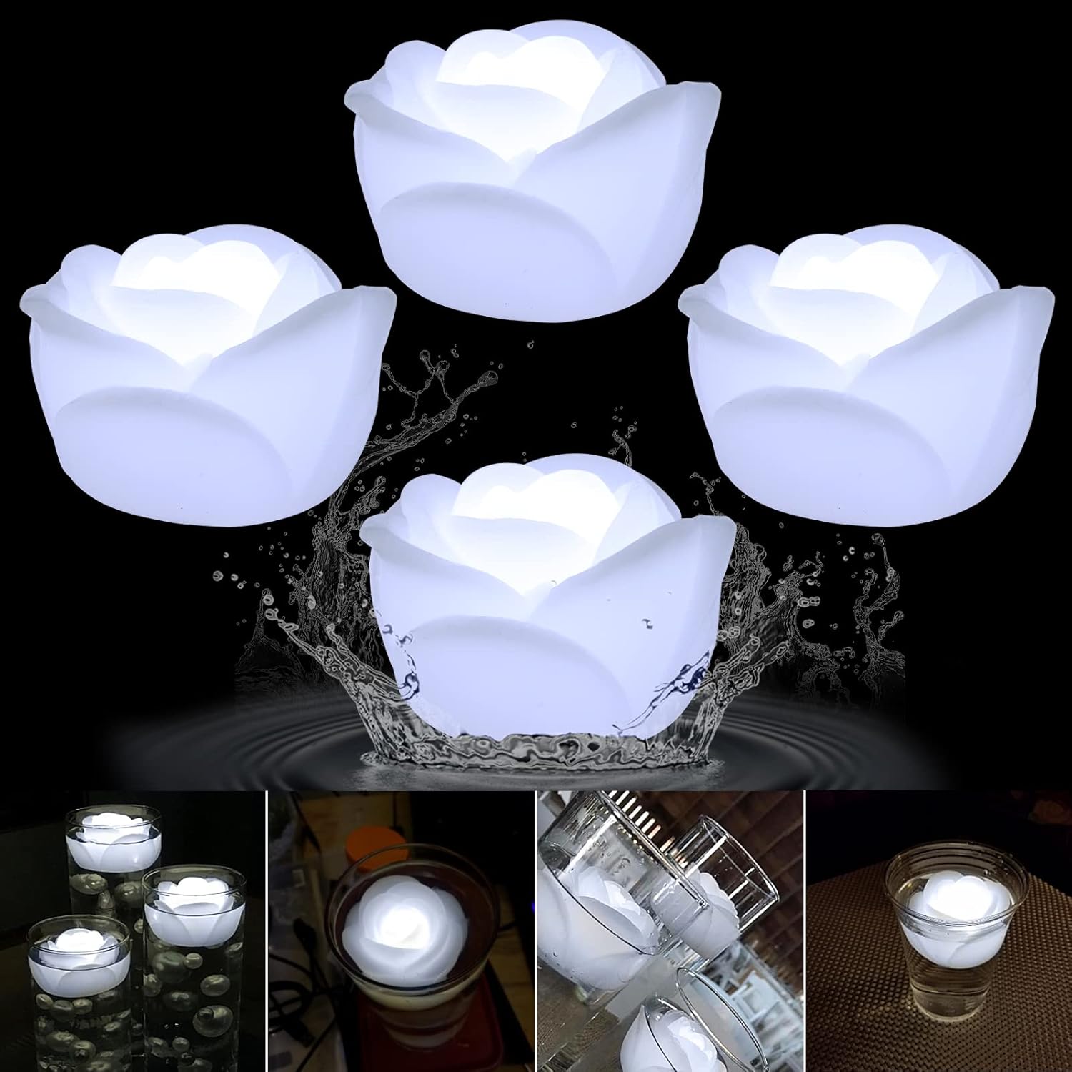Amazon.com: ARDUX LED Floating Candles - Flameless Floating Rose Tea ...