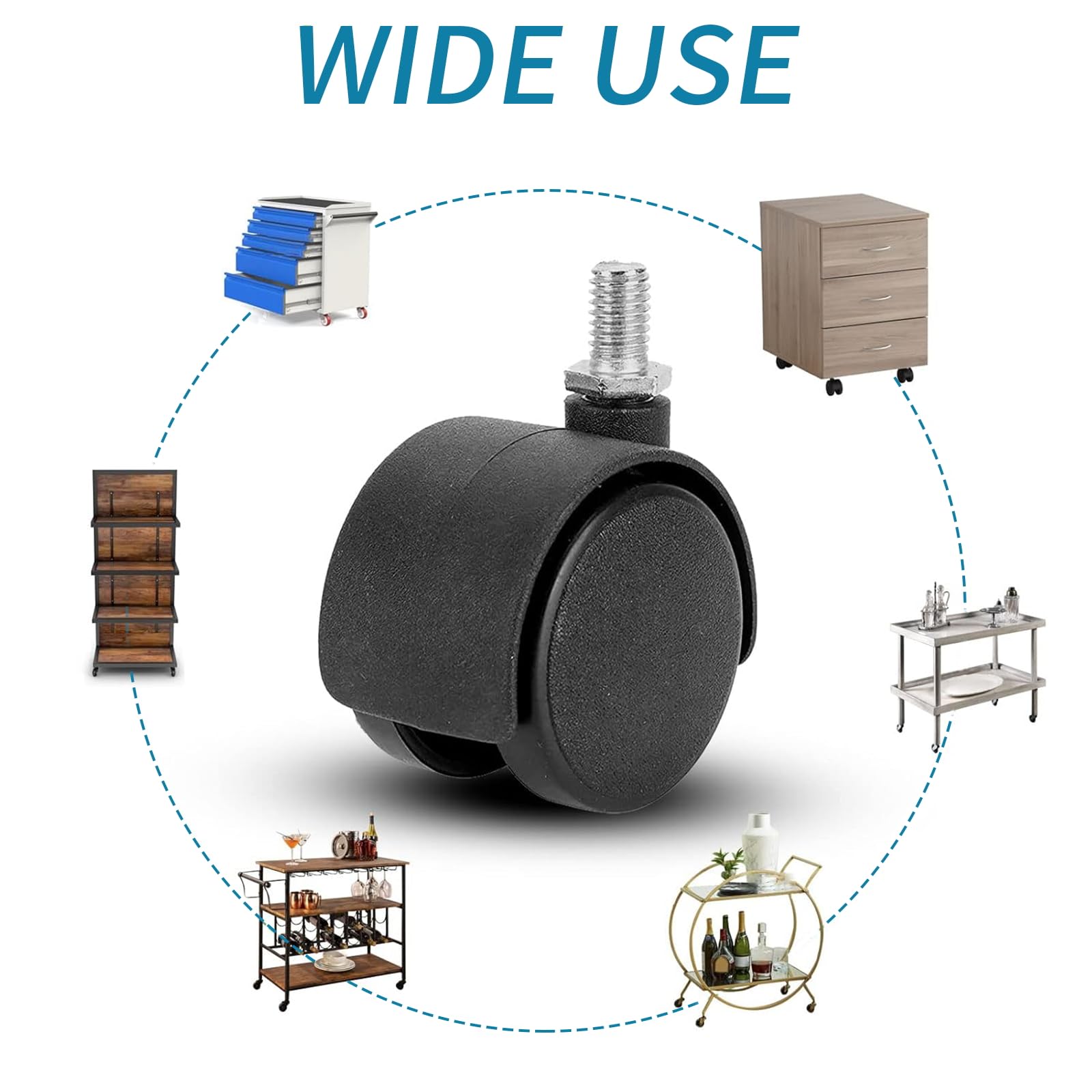 Snapklik.com : 4 Packs Swivel Casters, 1.5 In 360 Universal Plastic ...