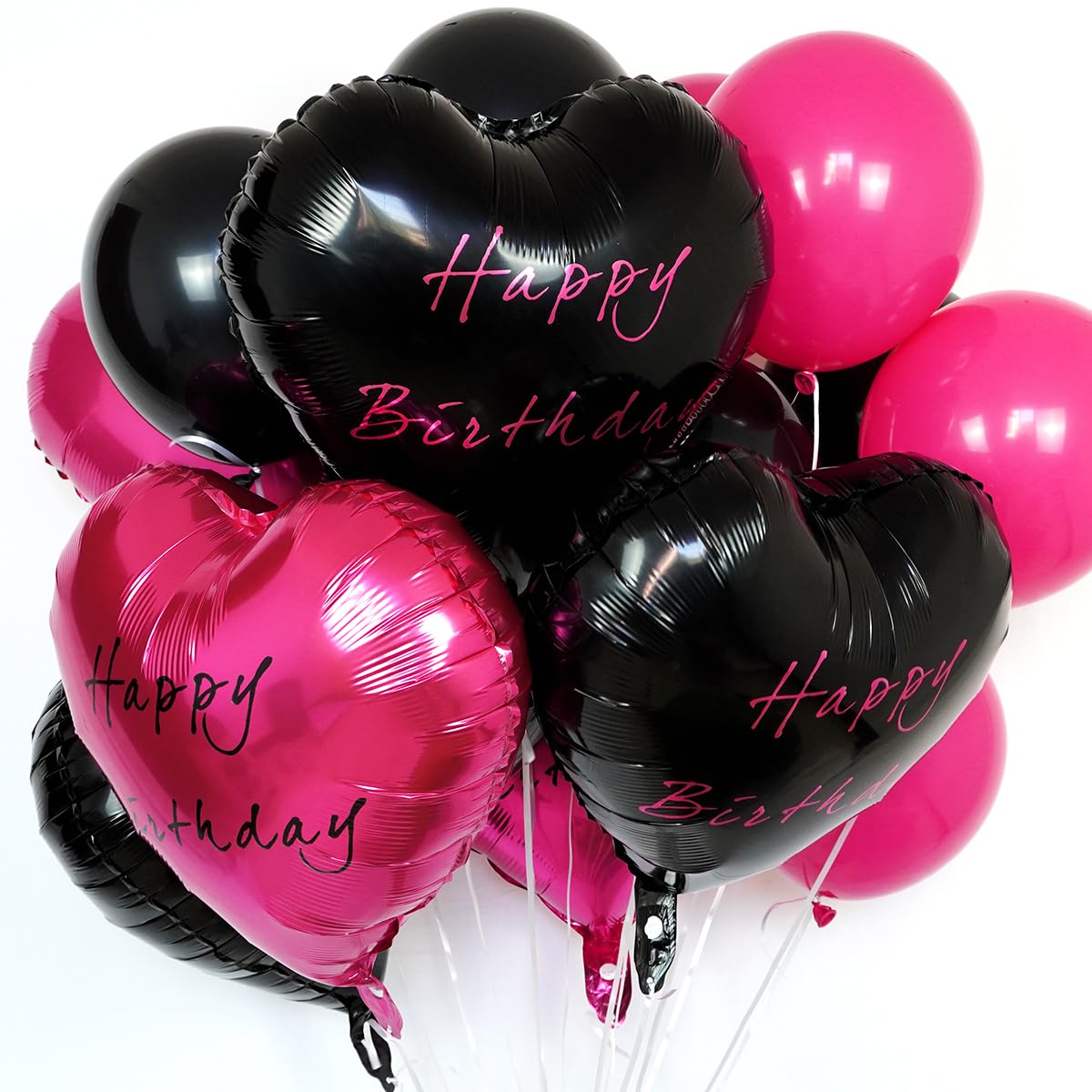 Amazon.com: Black and Hot Pink Happy Birthday Balloons for Women Girls ...