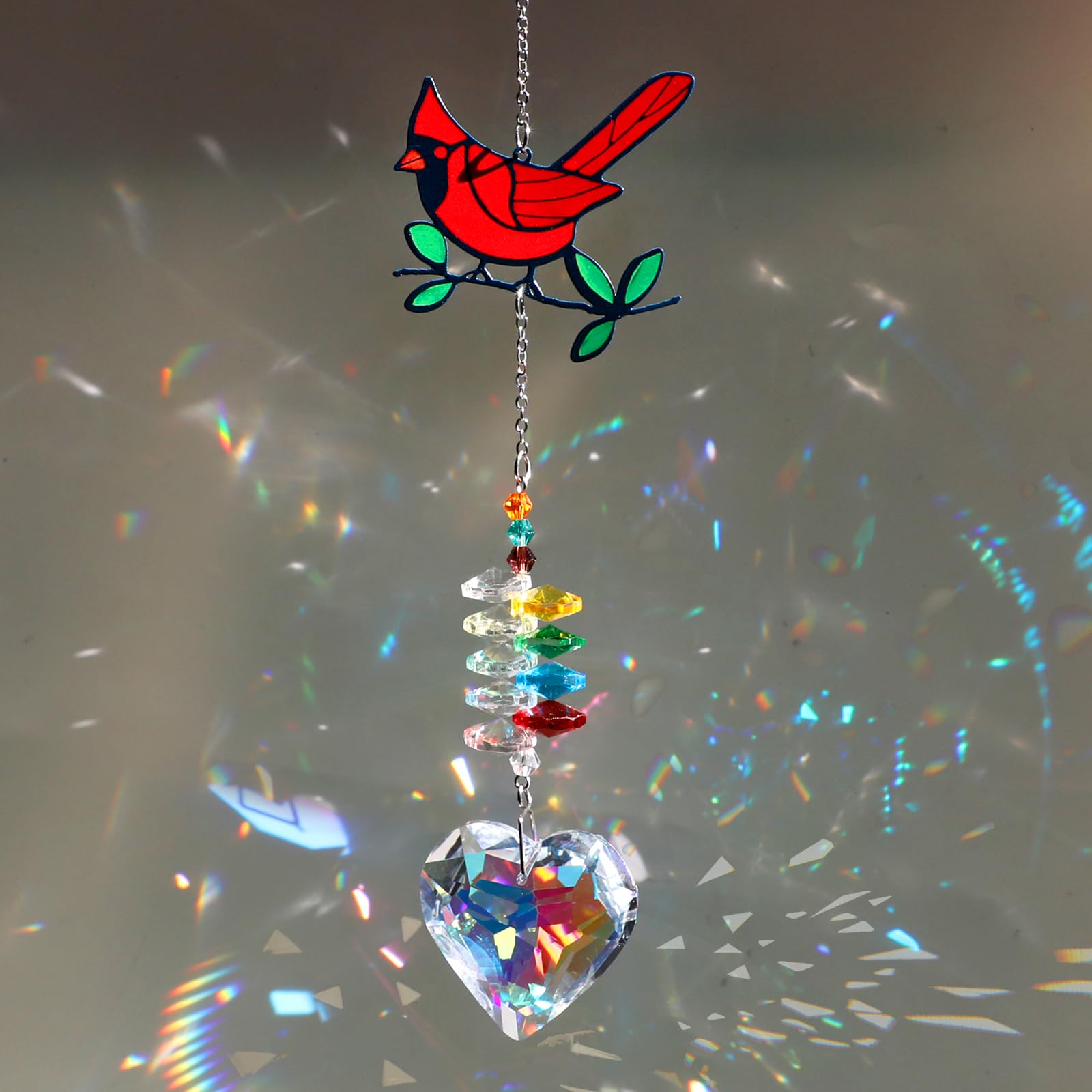 Amazon.com: Red Cardinal Suncatcher, Crystal Sun Catchers Indoor Window ...