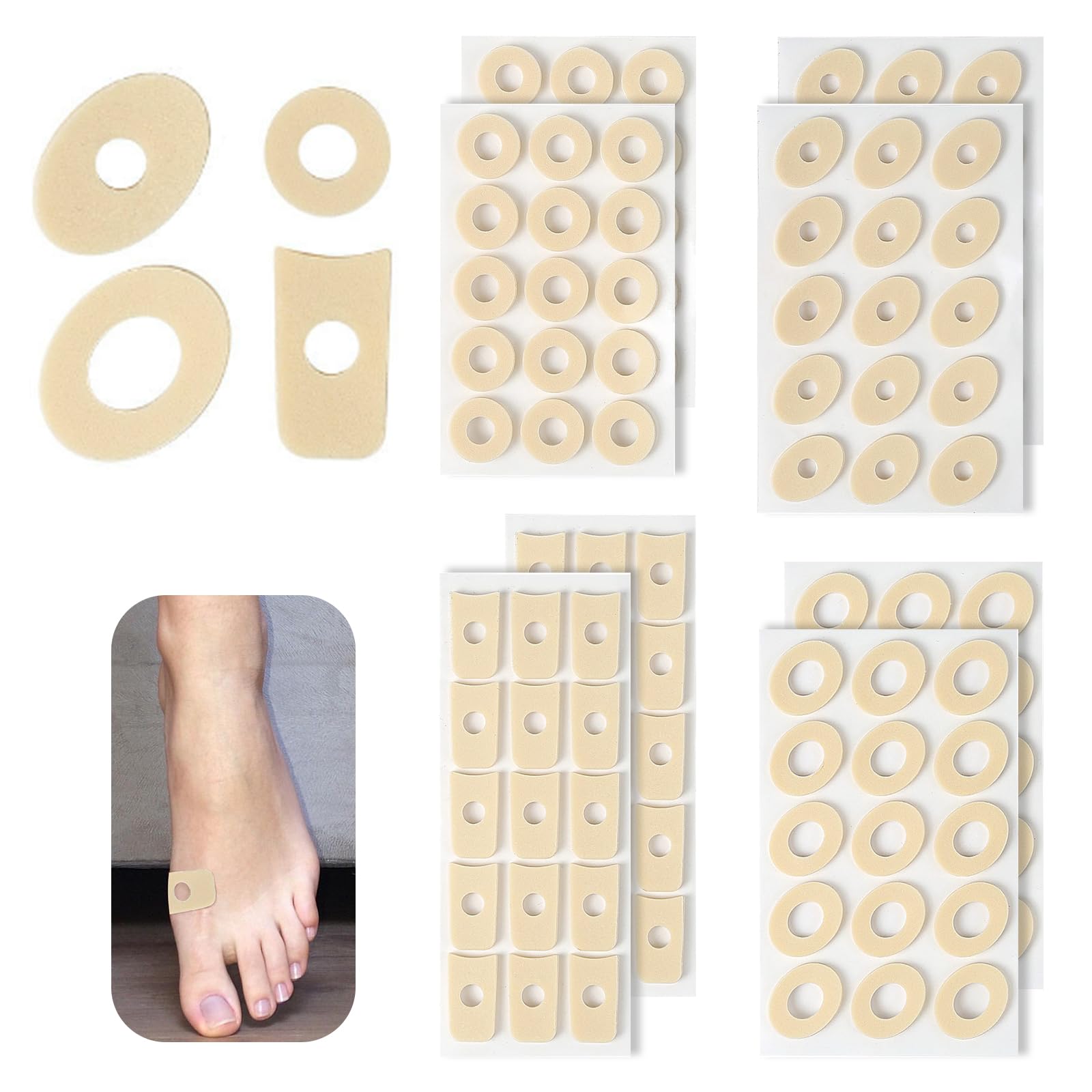 120 Pcs Corn Cushions Set, Soft Latex Foam Corn Pads for Feet in 4 ...