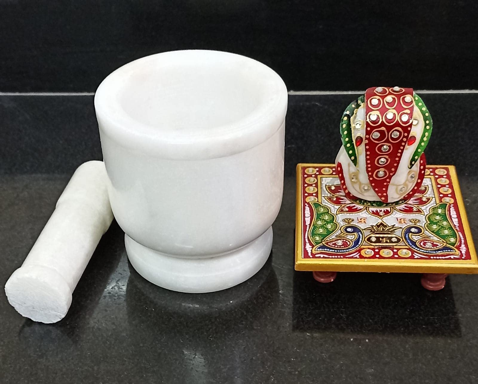Buy Jaipur Art Exports marble mortar and pestle Set/stone grinder ...