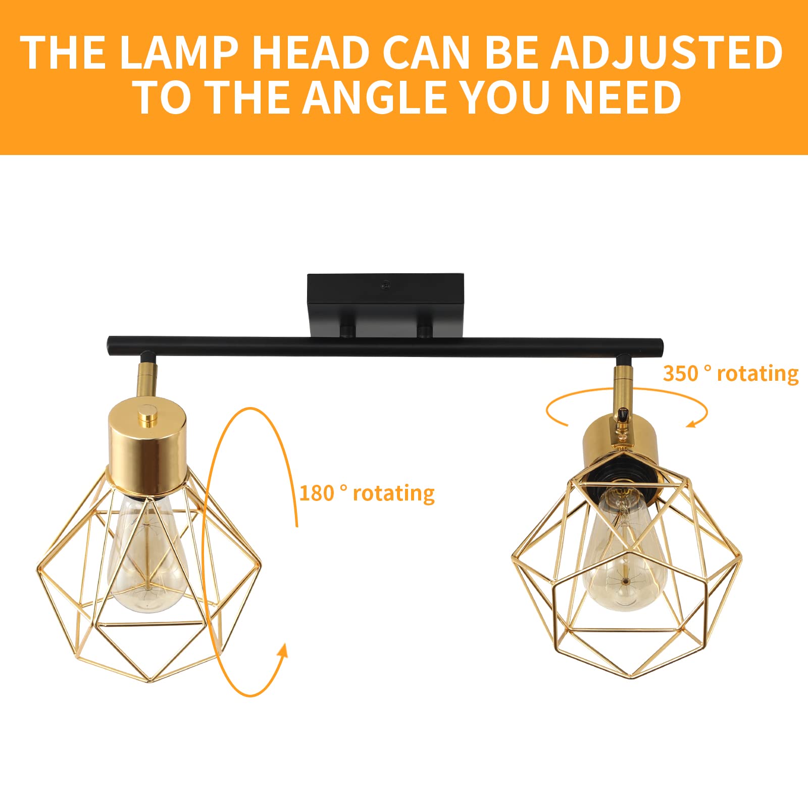 Snapklik.com : Industrial 2 Light Track Lighting Kit, Gold Flush Mount ...