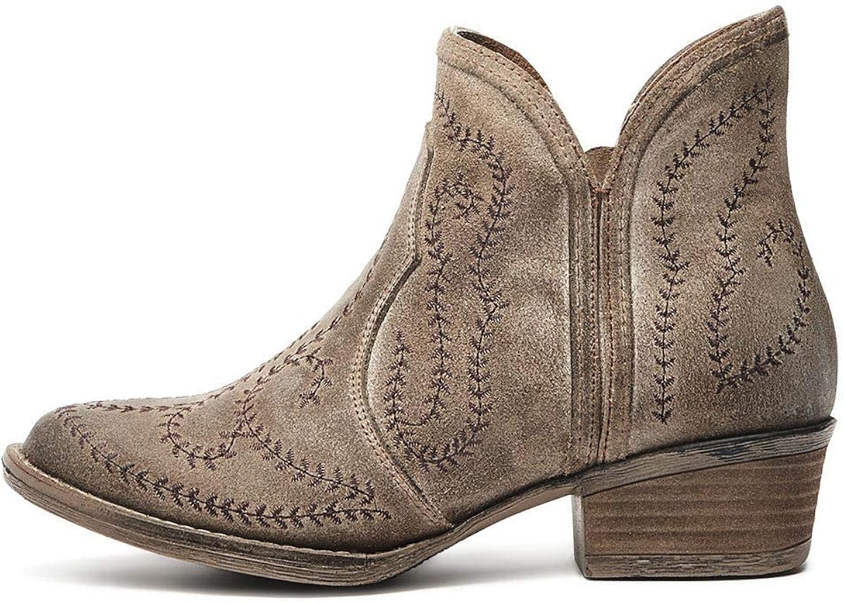 Amazon.com | Sterling River Women's Taupe Embroidered R-Toe Booties ...