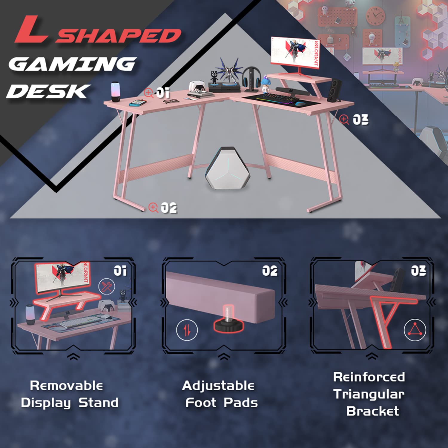 51.2 Inches GD21 Homall L Shaped Gaming Desk Computer Corner Desk PC ...