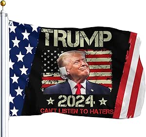 Amazon.com : Can't Listen To Haters Trump 2024 Ear Bandage Flag Vintage ...