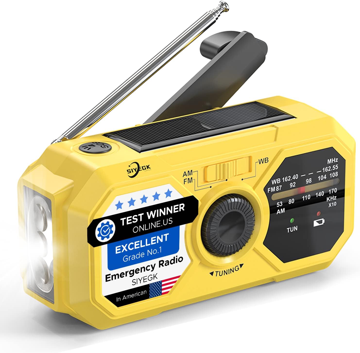 Amazon.com: Emergency Radio with Solar and Hand Crank Self Powered ...