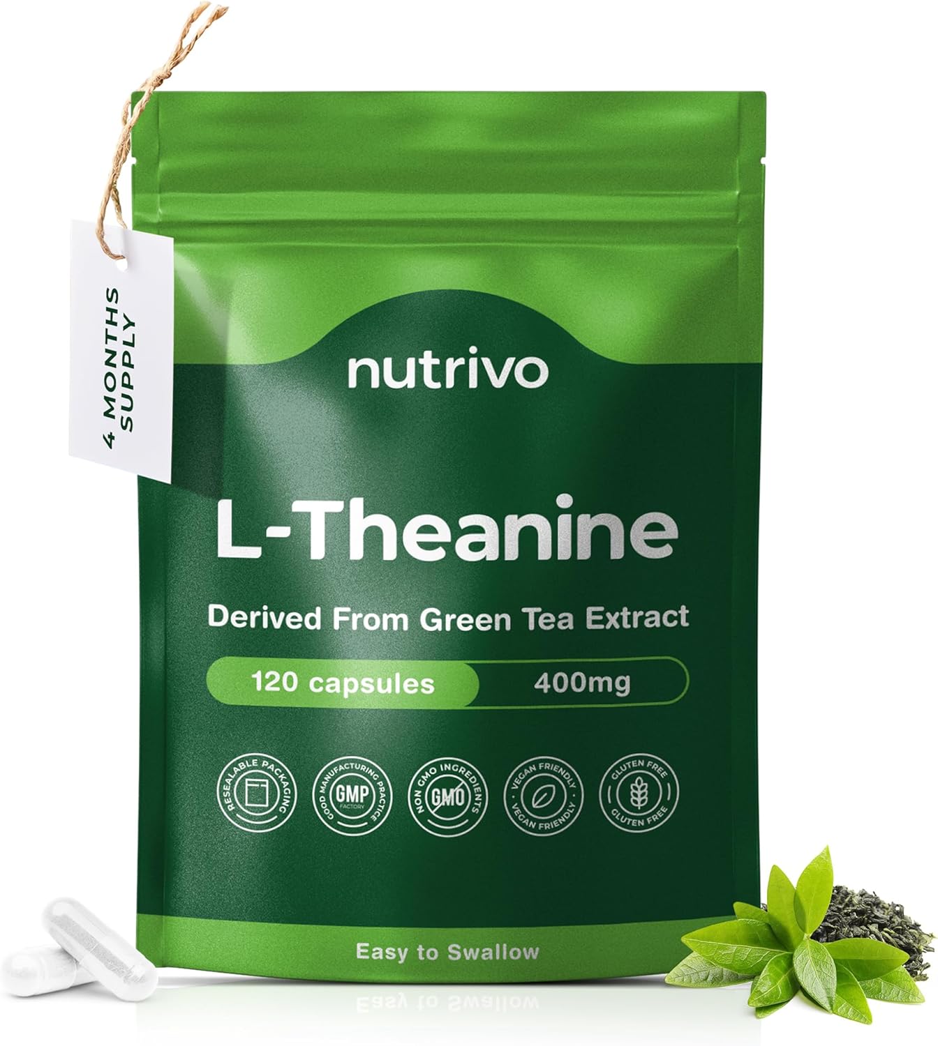 L Theanine 400mg | 120 Vegan Capsules - 4 Months Supply | Good ...