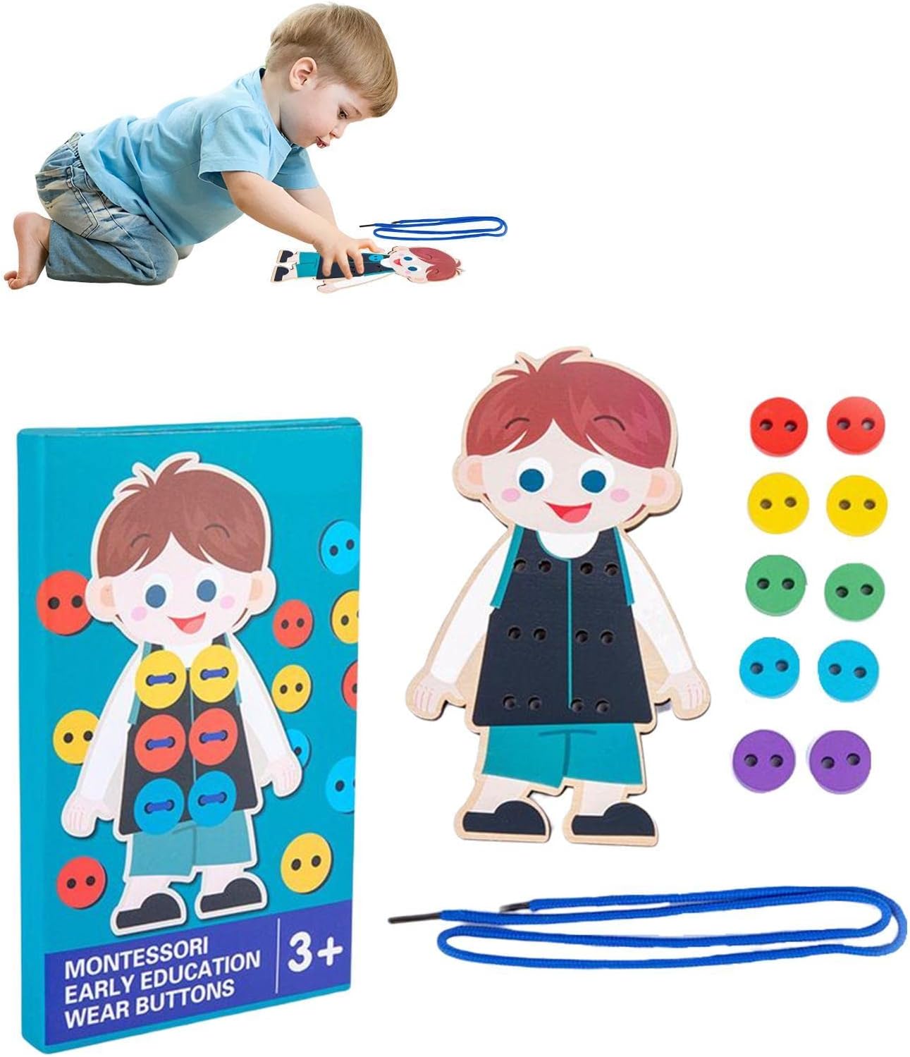 Amazon.co.jp: Threading Toys for Toddlers | Fine Motor Development Toys ...