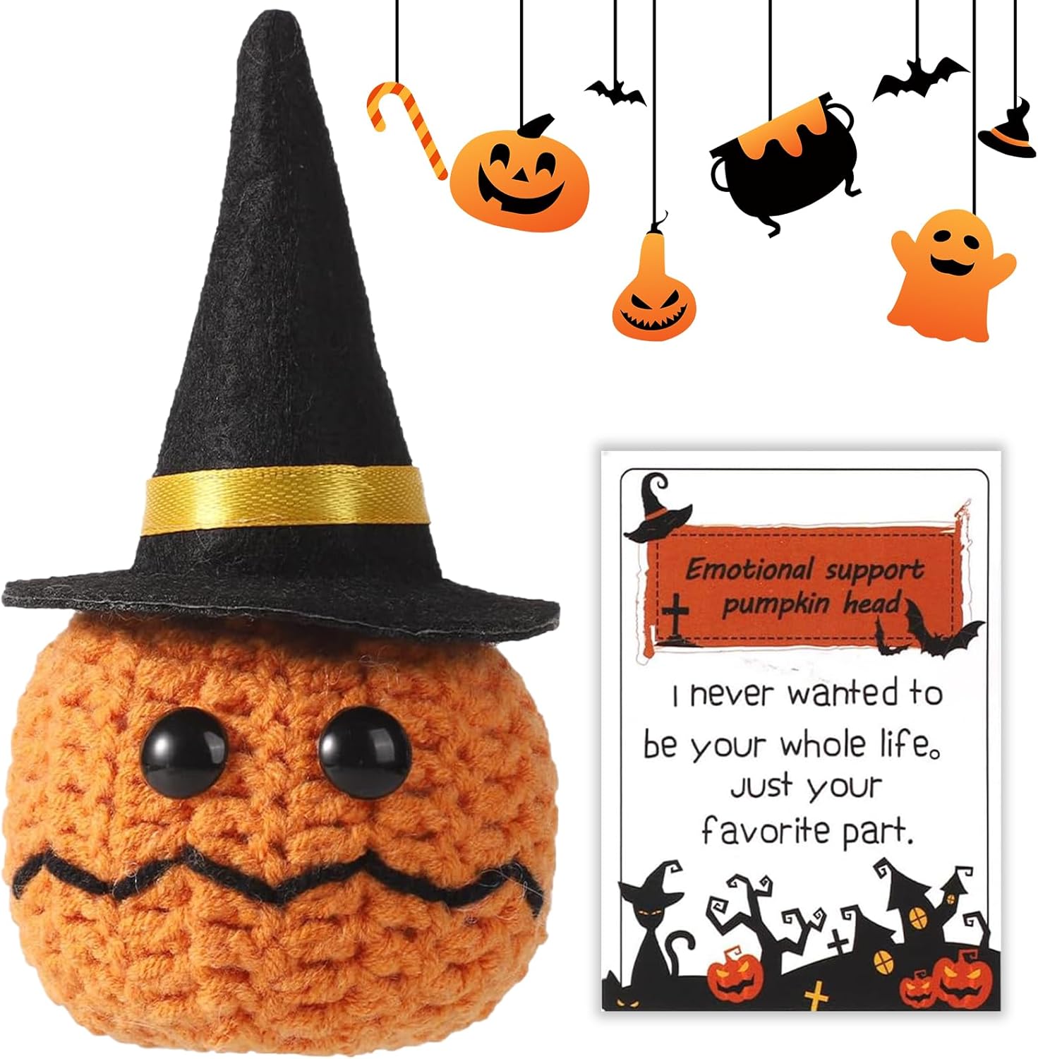 Halloween Pumpkin Crochet, Emotional Support Gift, Emotional Support ...