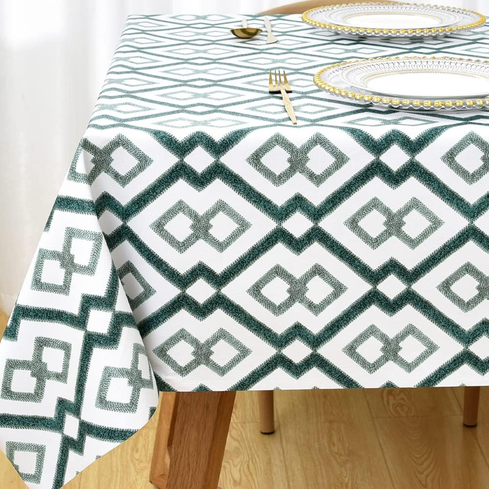 Manteles de vinilo para mesas rectangulares, mantel impermeable de PVC verde, mantel rectangular ...
