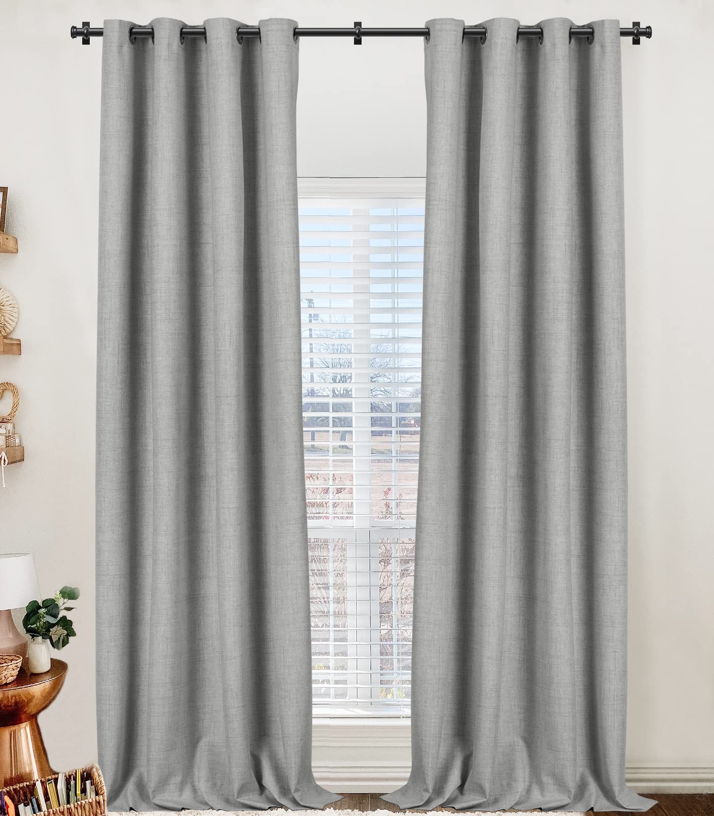 100% Blackout Curtains 84 Inches Long,Linen Blackout Curtains 84 Inch ...