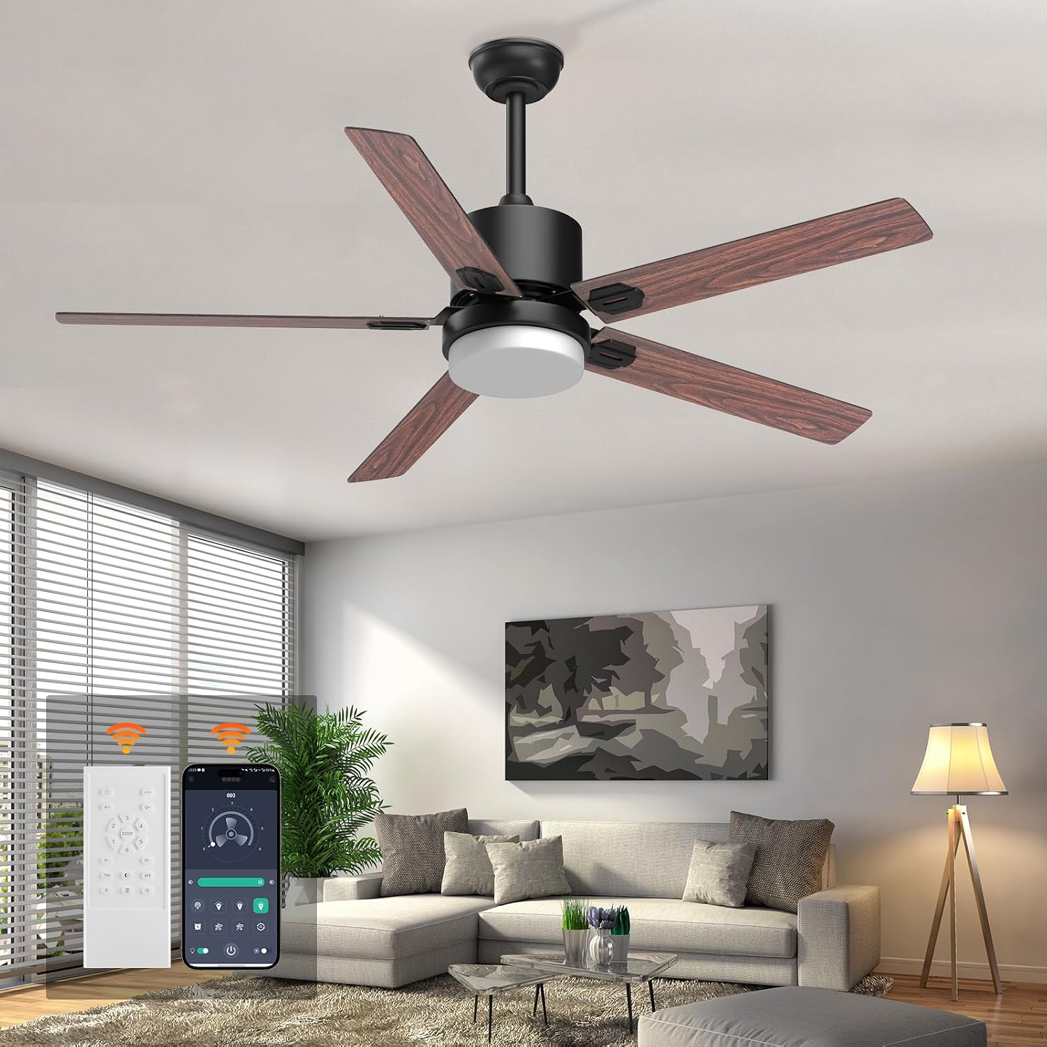 Sky sea Outdoor Ceiling Fans Lights with Remote: 52 Inch Fan for ...