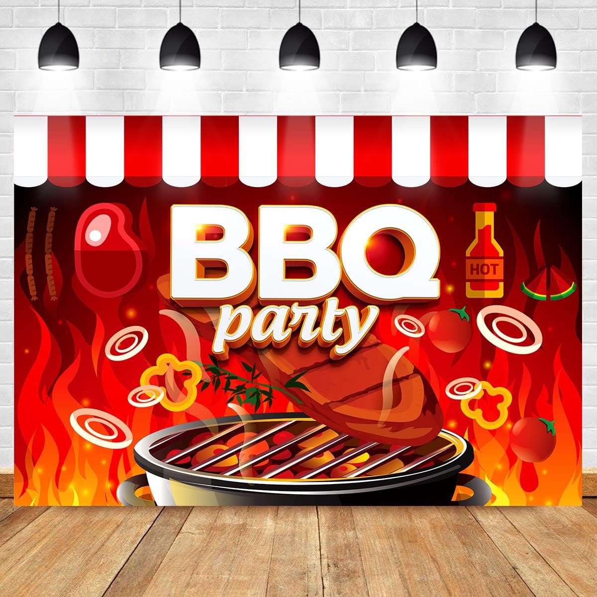 Amazon.com : BBQ Party Backdrop Oven BBQ Photography Background ...