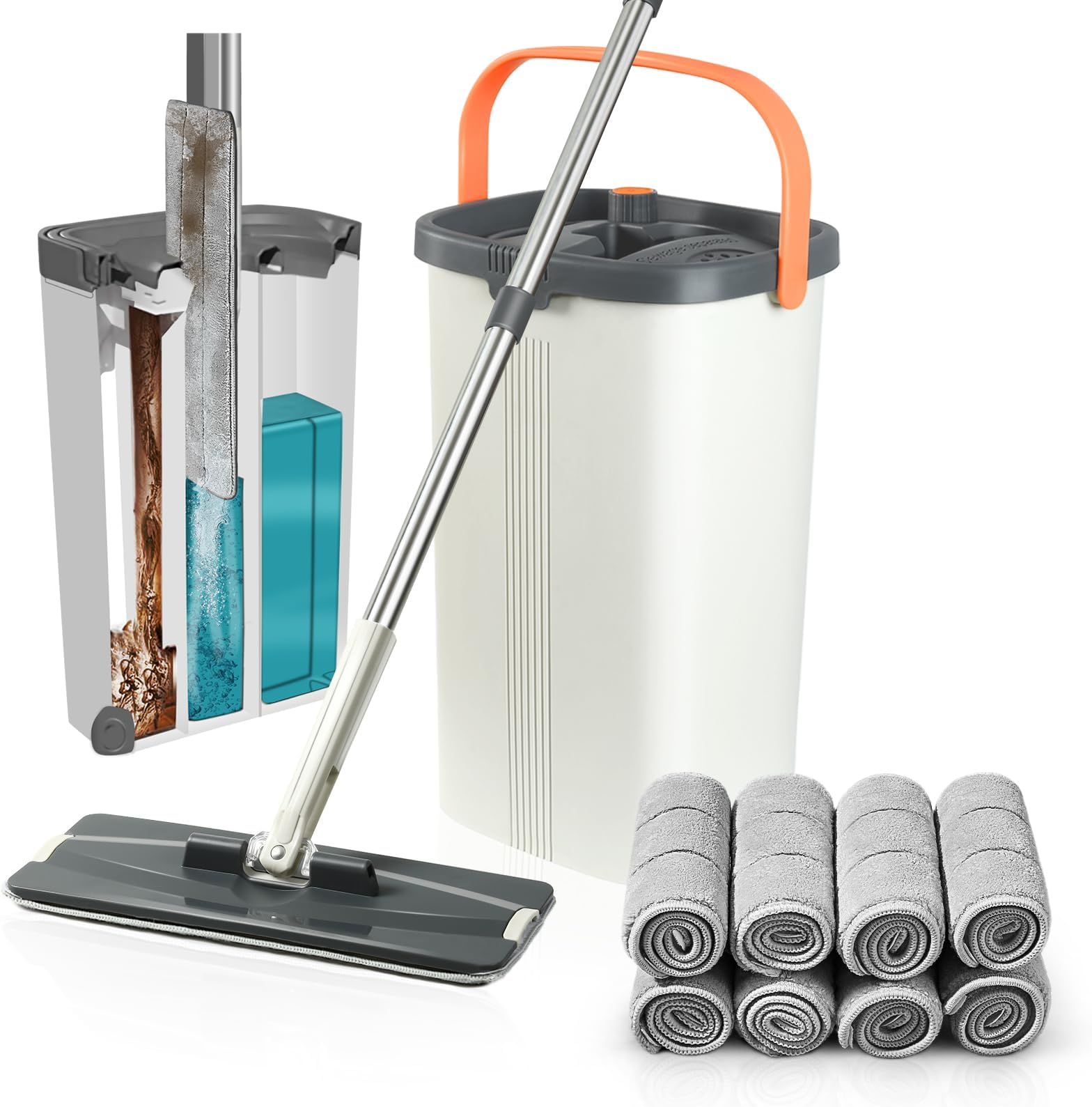 Amazon.com: JOYMOOP Mop and Bucket with Wringer Set, Hands Free Flat ...