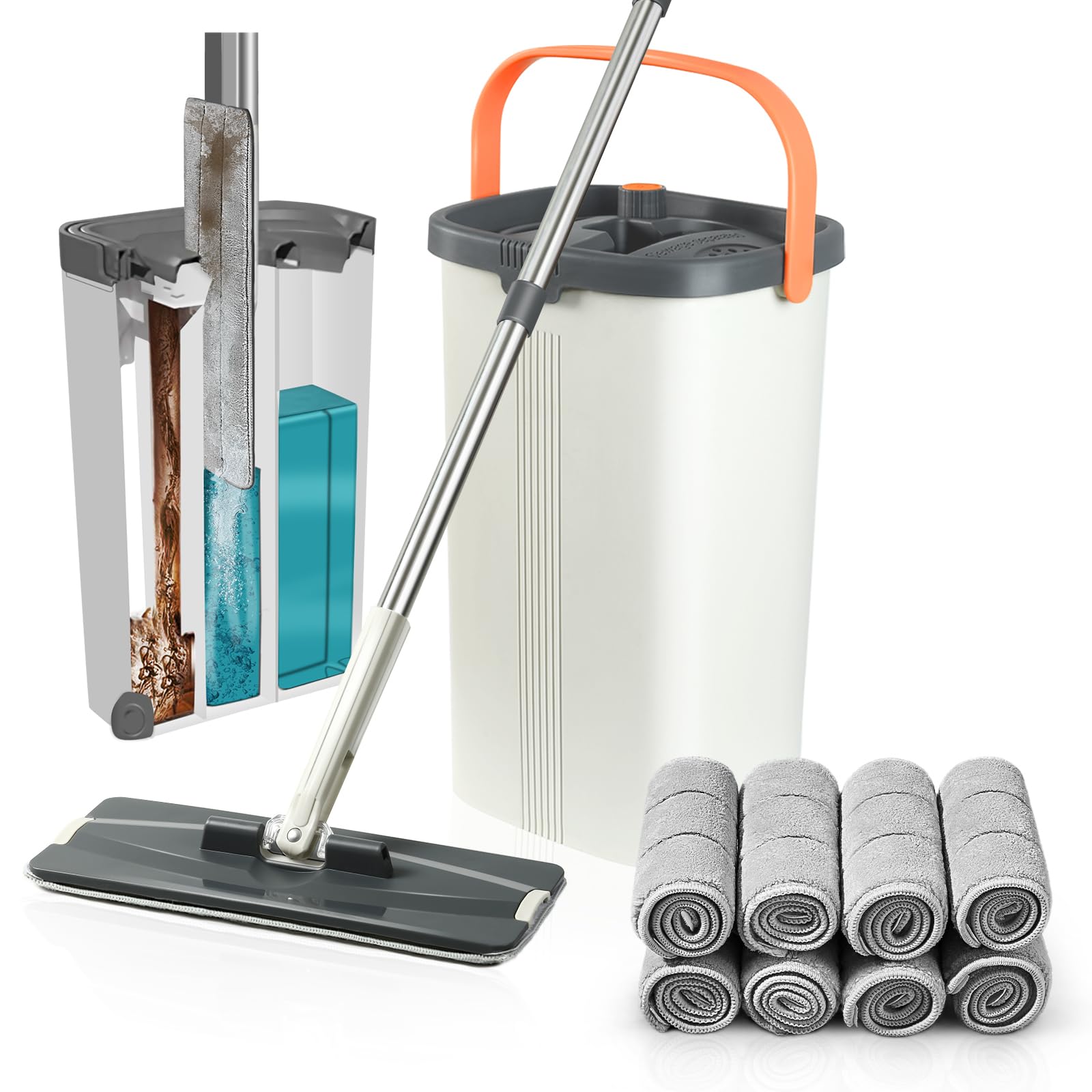 Amazon.com: Jelymark Flat Mop and Bucket with Wringer Set, Separates ...