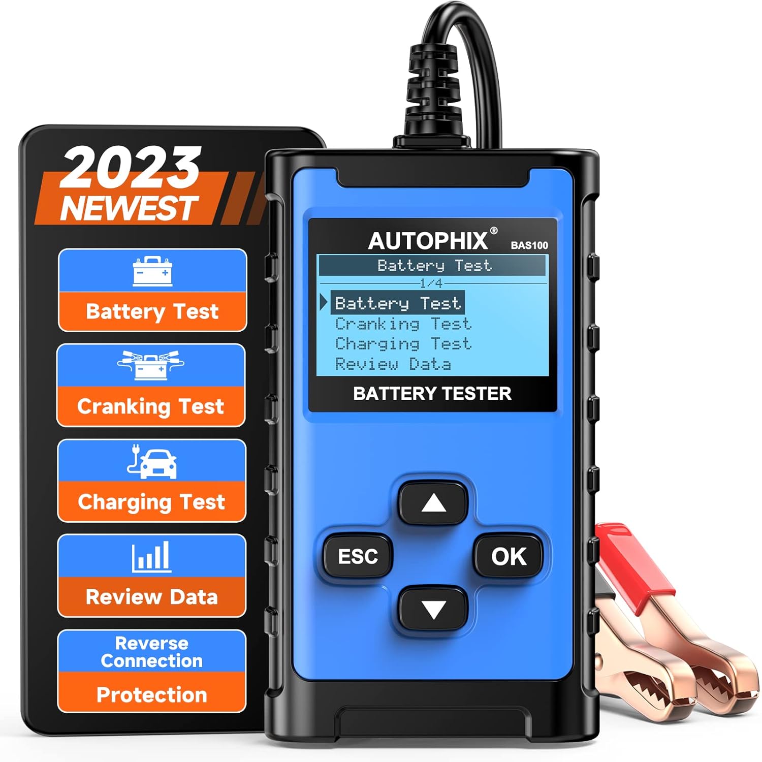 Amazon.com: AUTOPHIX BAS100 12V 24V Car Battery Tester 100-2000 CCA ...