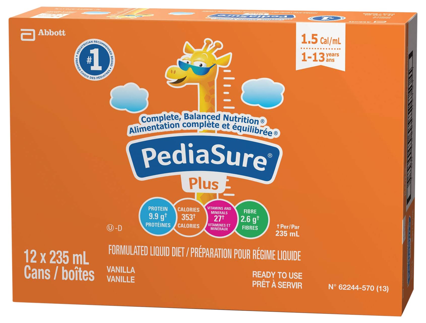 Pediasure Plus (with Fibre), Formulated Liquid Diet, 235 mL can ...