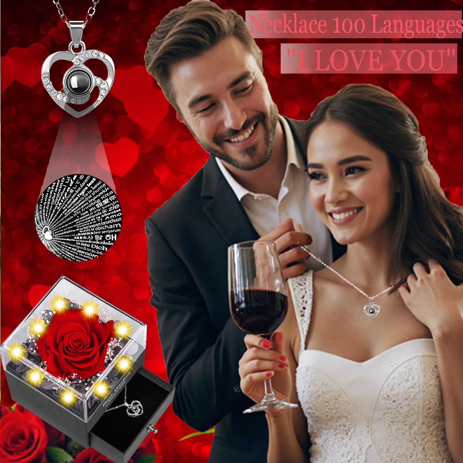 Preserved Rose Necklace Gift Preserved Real Rose With 'I Love You ...