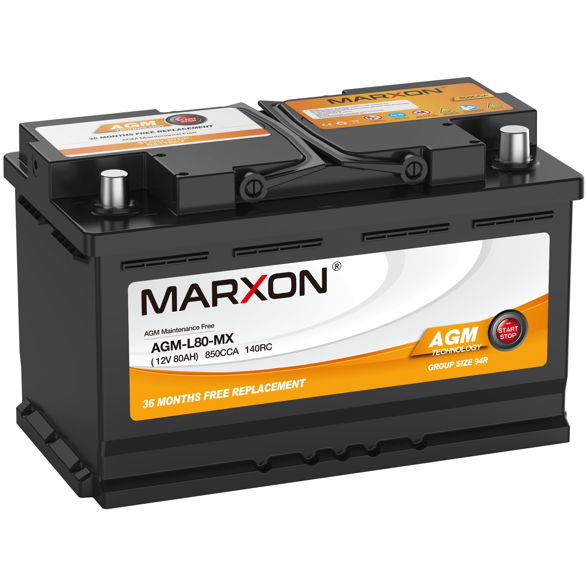 Amazon.com: MARXON Group 94R H7 L4 Start and Stop Car Battery 12v 80AH ...