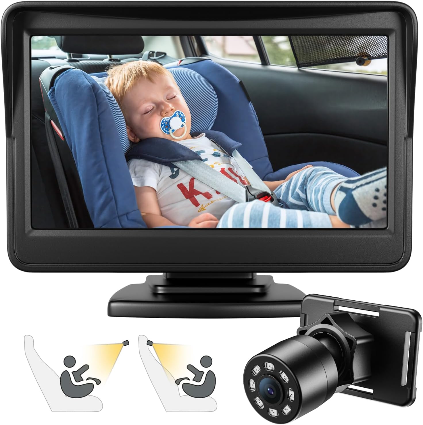 Amazon.com : FEISIKE Car Baby Camera, 4.3'' HD Infrared Night Vision ...