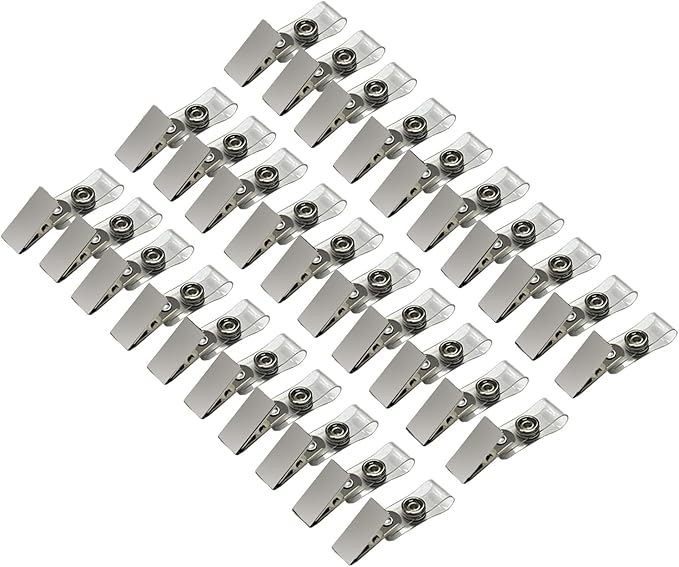 Amazon.com : Metal Badge Clips with Clear PVC Straps for ID Cards and ...