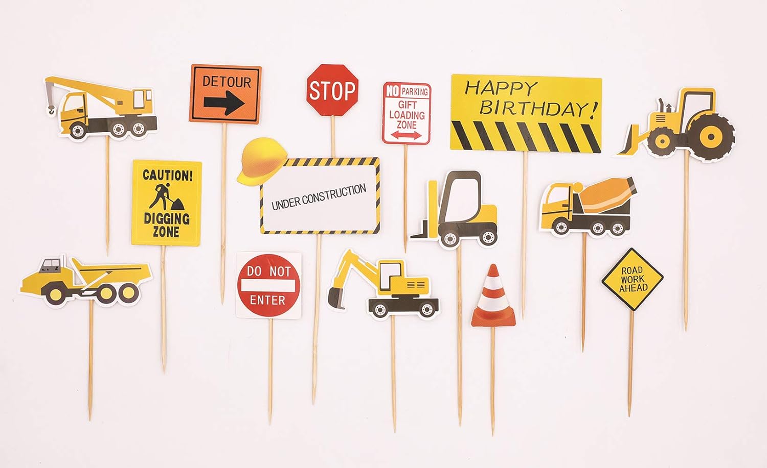 15pcs Construction Themed Cupcake Toppers Dump Truck Tractor Excavator ...