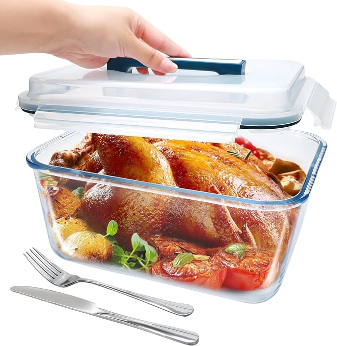 Amazon.com: Large Glass Food Storage Container with Airtight Locking ...
